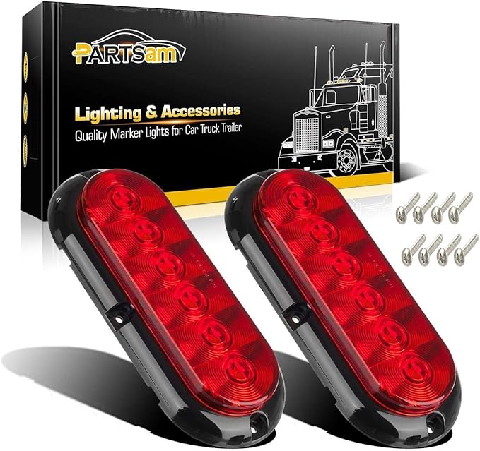 Amazon.com: Partsam 2PCS Trailer Truck Boat Bus Red LED 6" Inch Oval ...