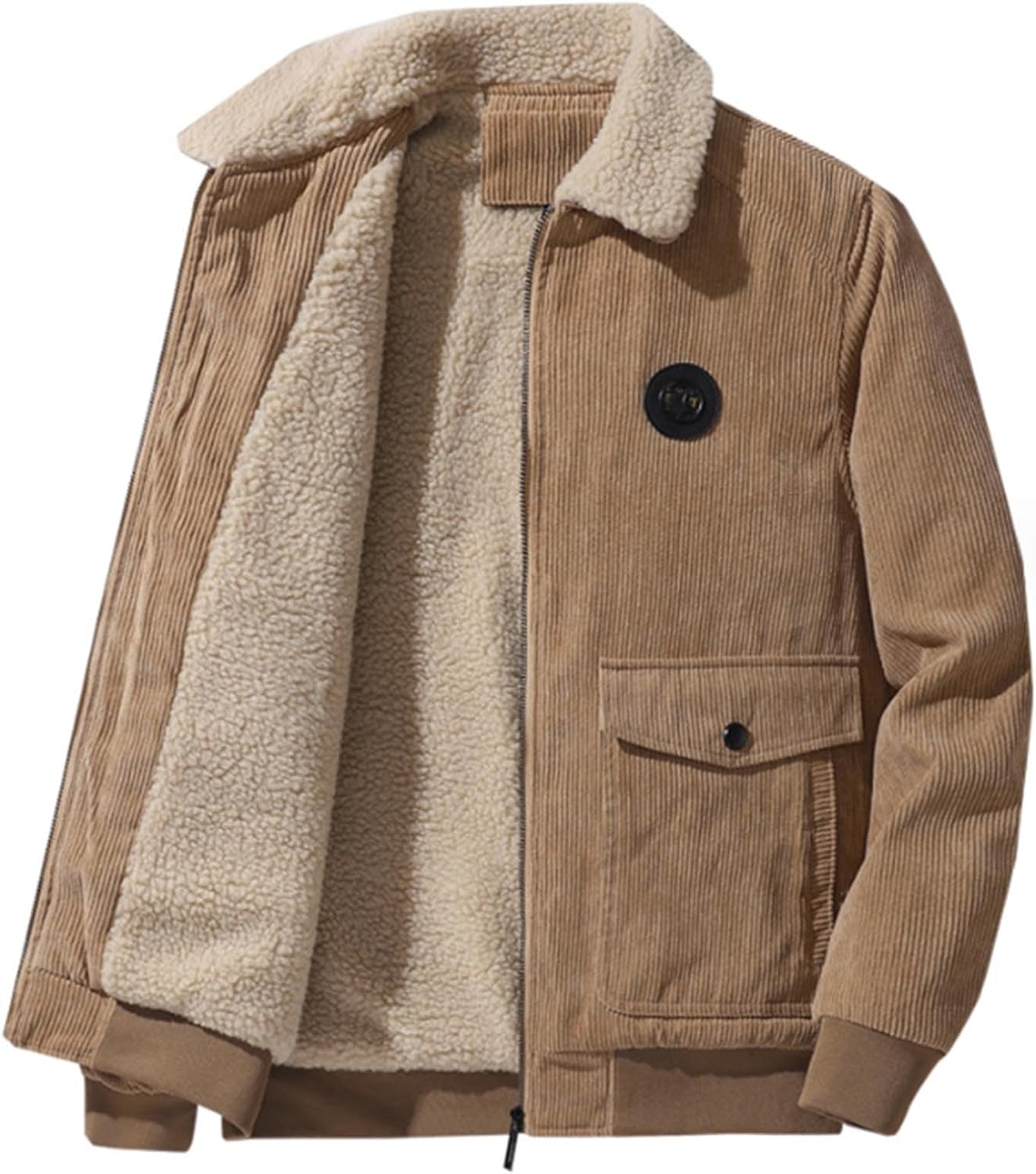 Amazon | [DAUZ] 裏ボアコーデュロイジャケット，フリースジャケット アウター，ジップアップ メンズ ボアジャケット，アウター メンズ コーデュロイ ジャケット，フライトジャケット ...