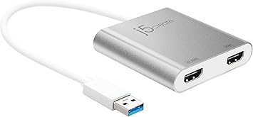 Amazon.com: j5create USB to HDMI Adapter - Dual HDMI USB 3.0 Multi ...