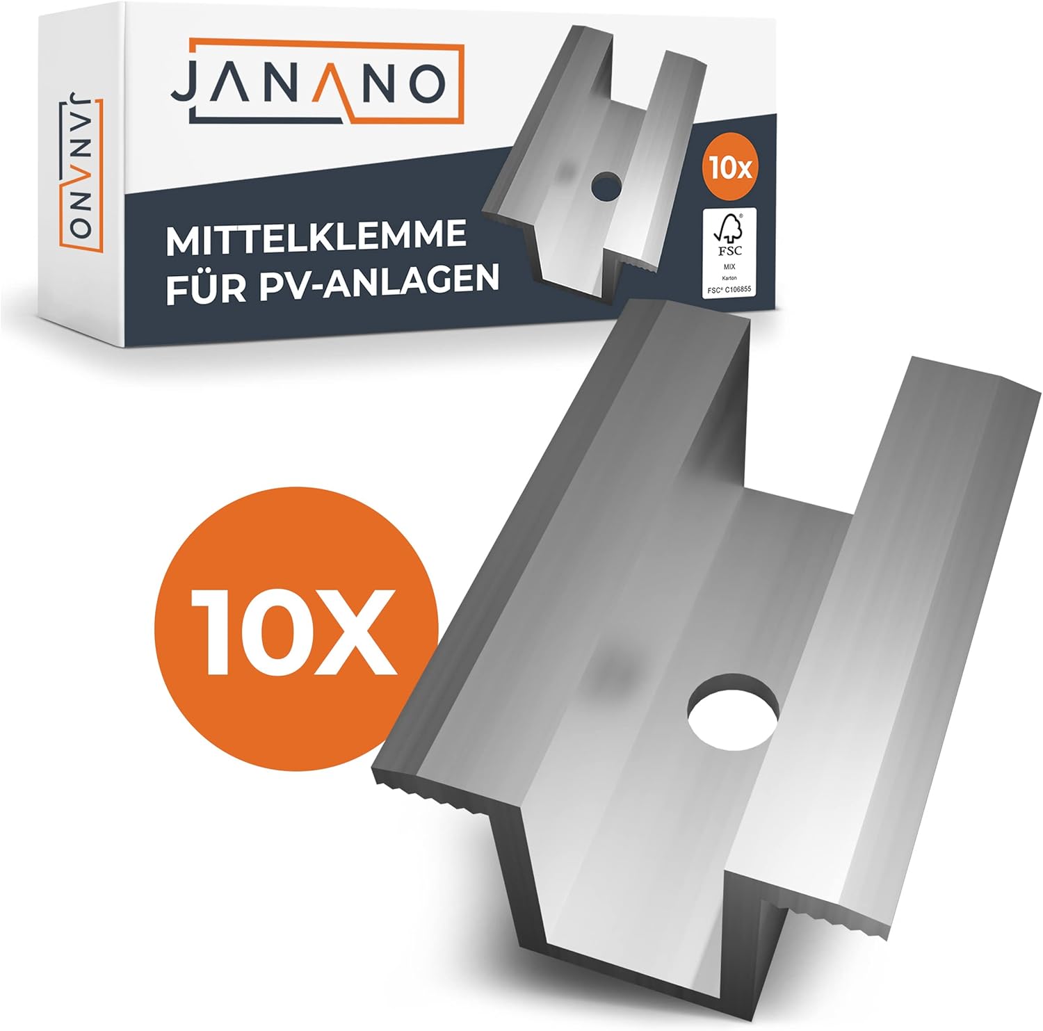 JANANO Mittelklemme 10 Stück - Eloxiertes Aluminium - Modulklemmen ...