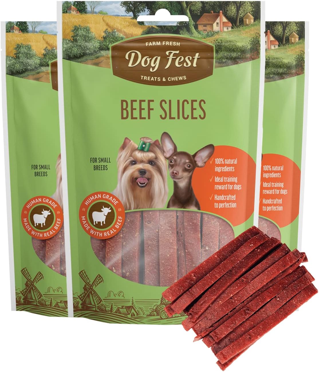 Dog Fest Beef Slices for Mini Dogs,Dog Treats - 55g -1.94oz: Buy Online ...
