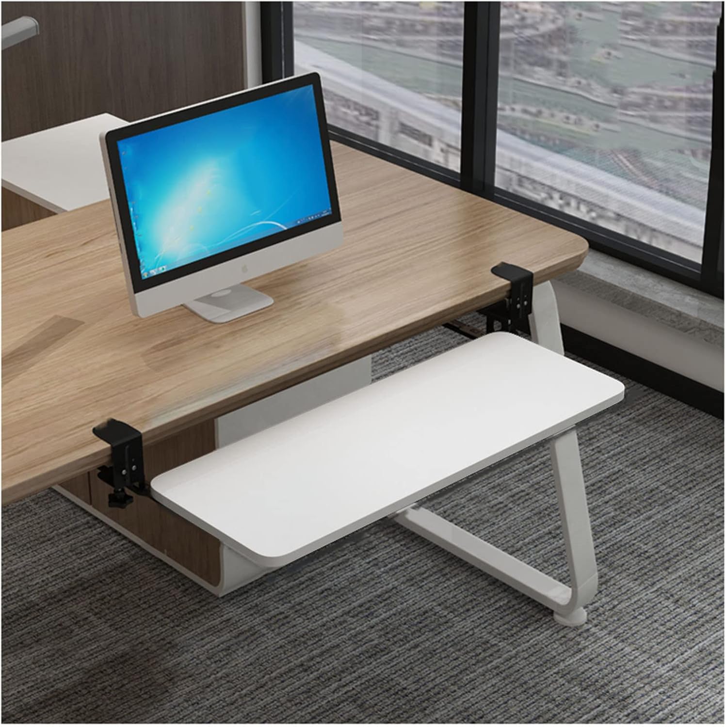 Amazon.com: HYEYXKK Clamp Keyboard Tray Ergonomic Sliding Under Desk ...
