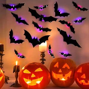 Amazon.com: Halloween 3D Lighted Bats, 2026 New LED Purple Lighted 3D ...