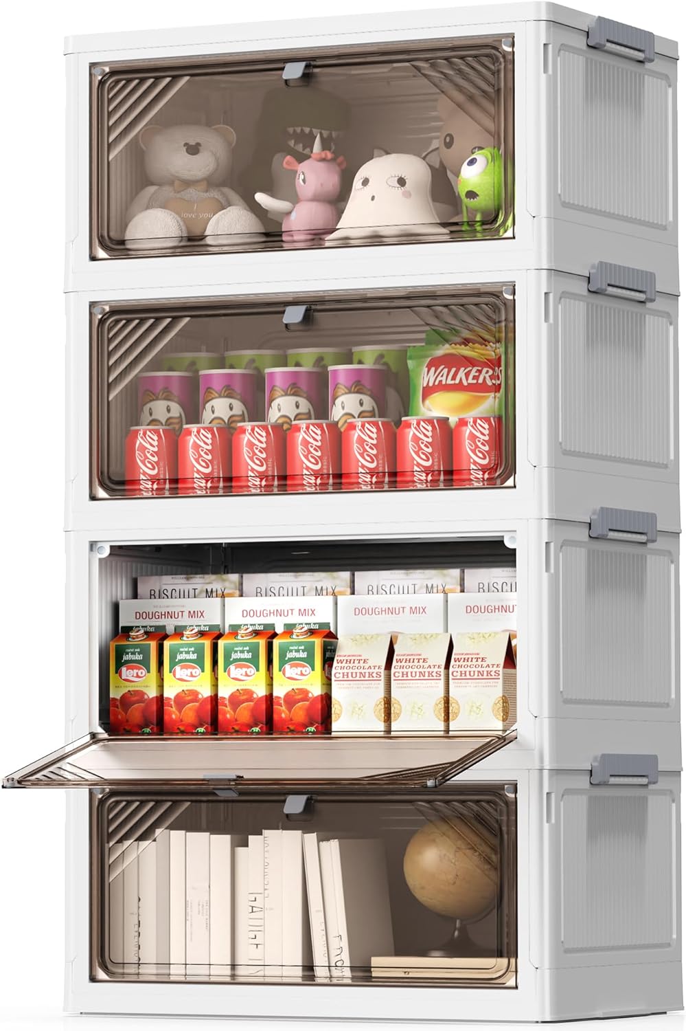 AHEONLAR Contenedores de almacenamiento de plástico de 4 niveles con ...