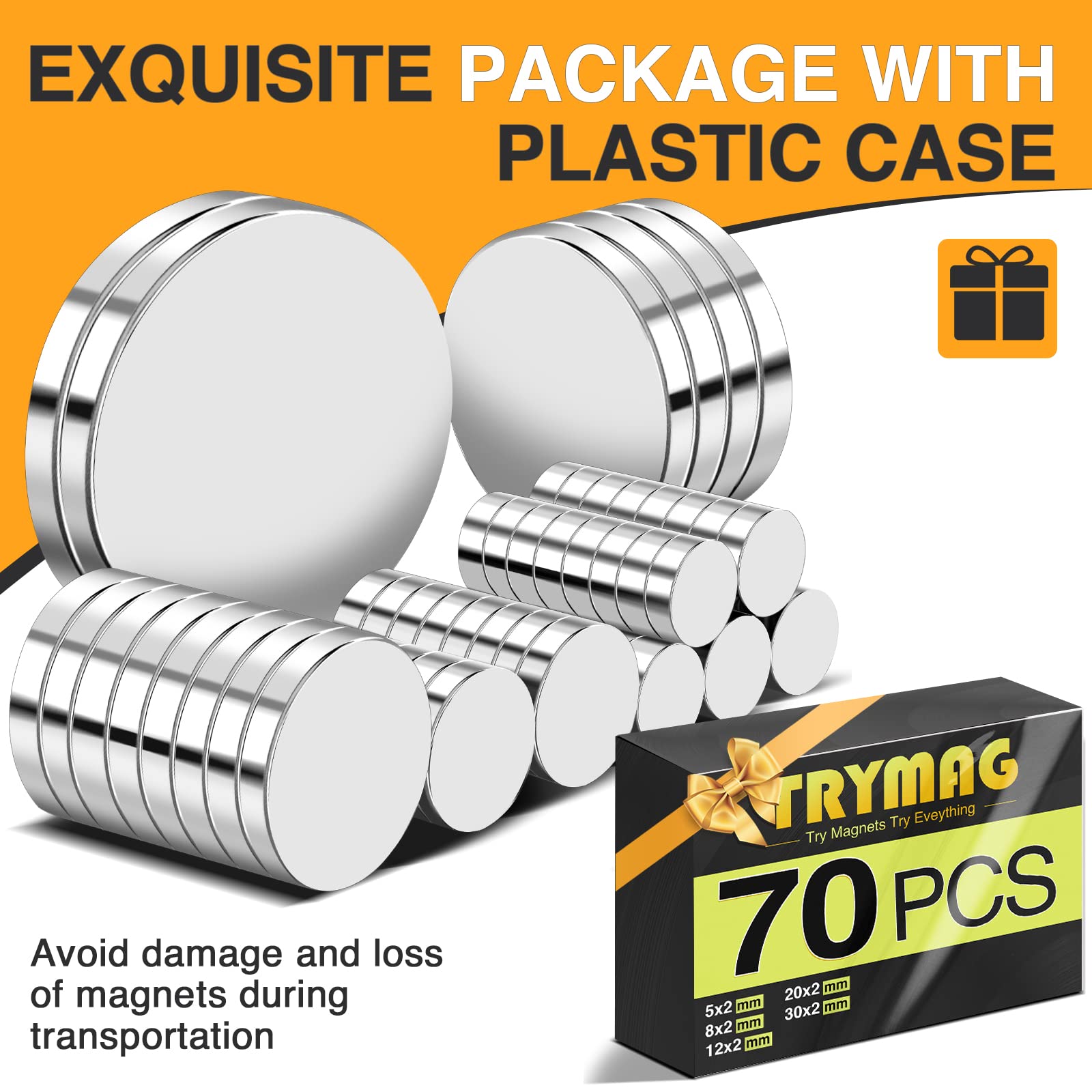 Snapklik.com : 70Pcs Refrigerator Magnets, 5 Different Size Small Round ...