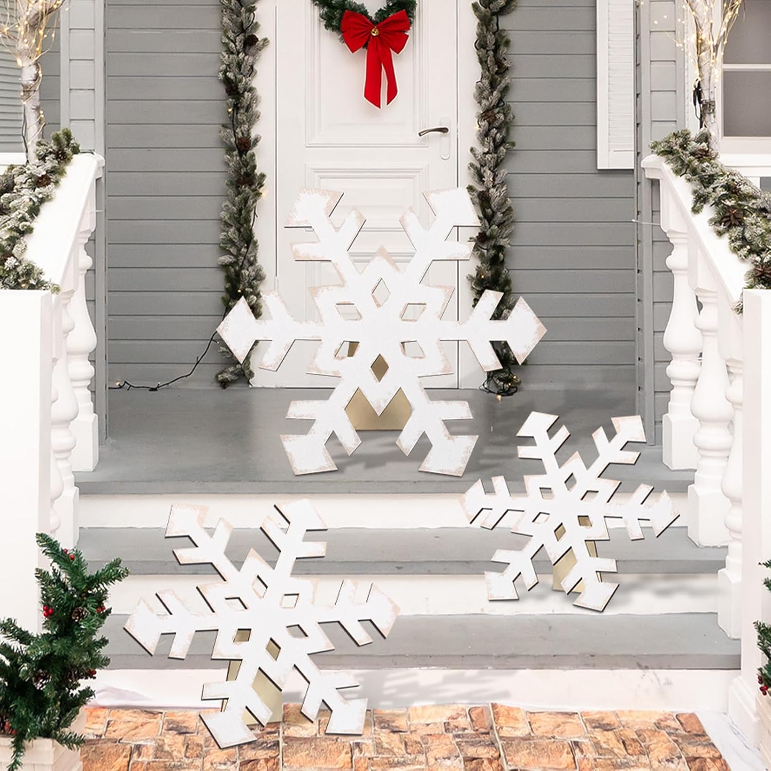 Amazon.com: Memorywuu 3 Pcs Large Christmas Wooden Snowflake ...