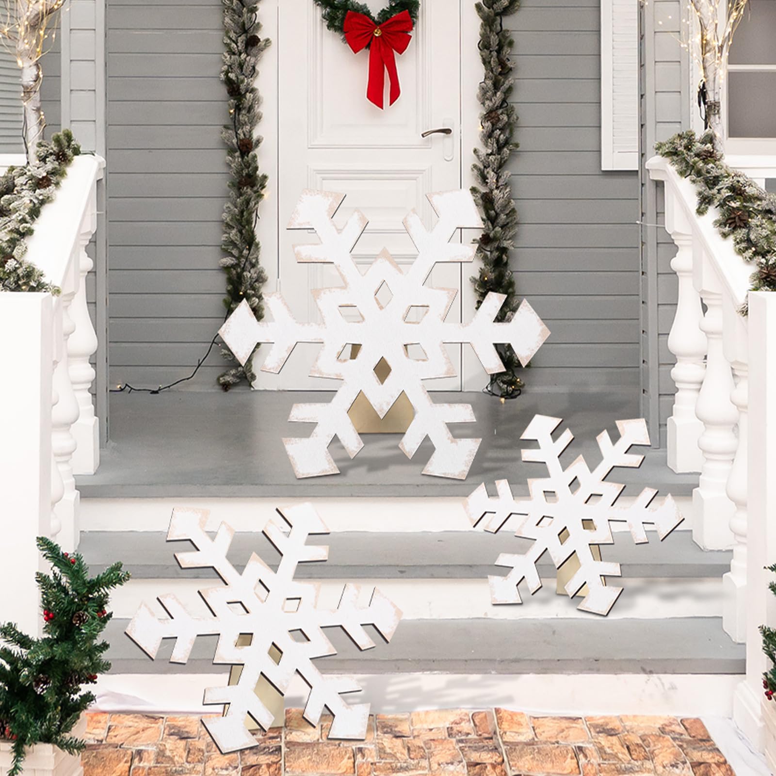 Amazon.com: Memorywuu 3 Pcs Large Christmas Wooden Snowflake ...