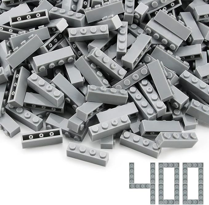 Amazon.com: Feleph 400 Pieces 1x4 Bricks Light Gray Medium Stone Grey ...