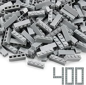 Amazon.com: Feleph 400 Pieces 1x4 Bricks Light Gray Medium Stone Grey ...
