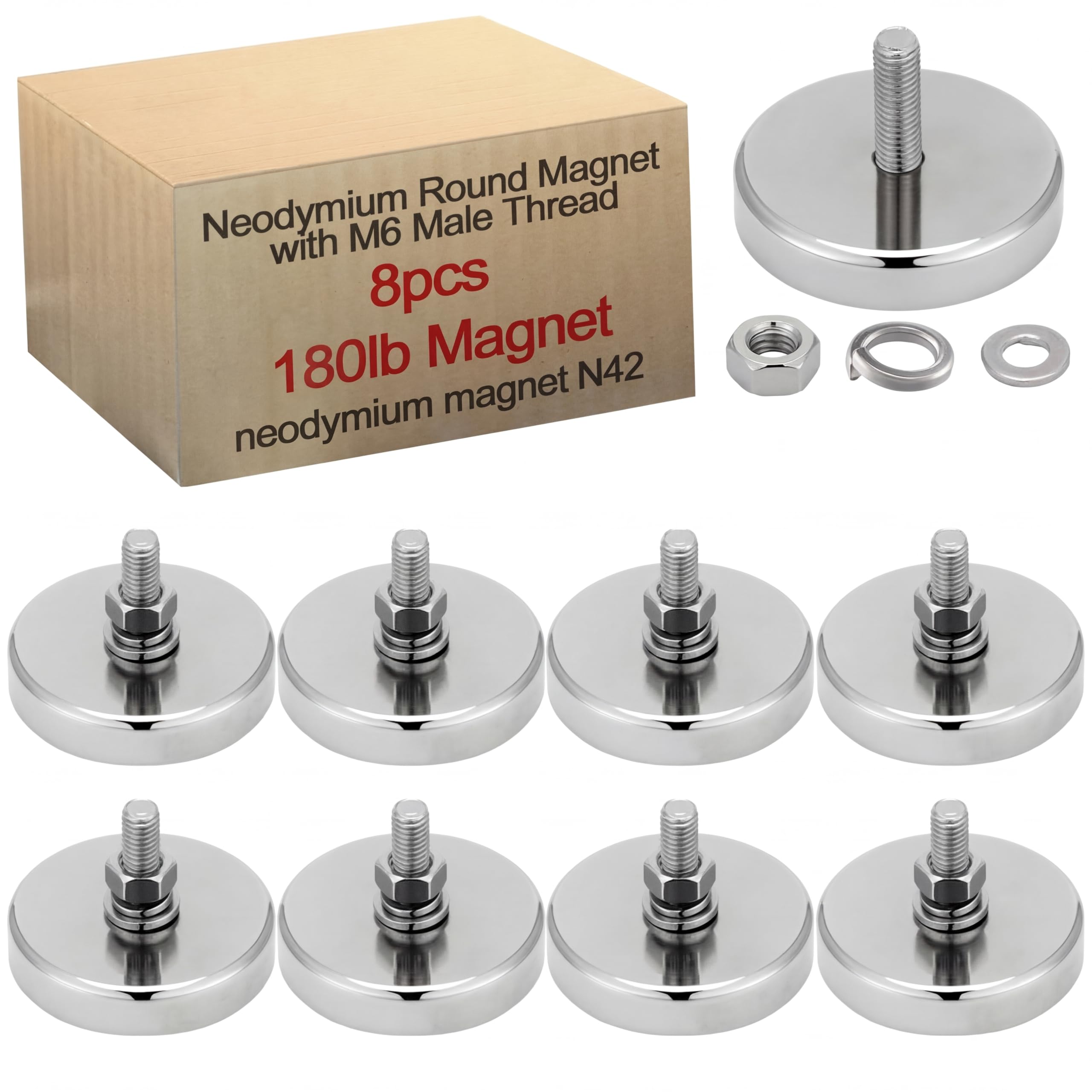 Snapklik.com : Flutesan 8 Pieces Heavy Duty Neodymium Round Mounting Magnet
