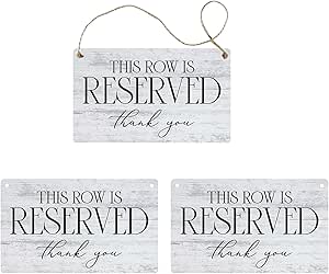 Amazon.com: 3 PCS Reserved Row Signs, Hanging Wooden Wedding Reserved ...
