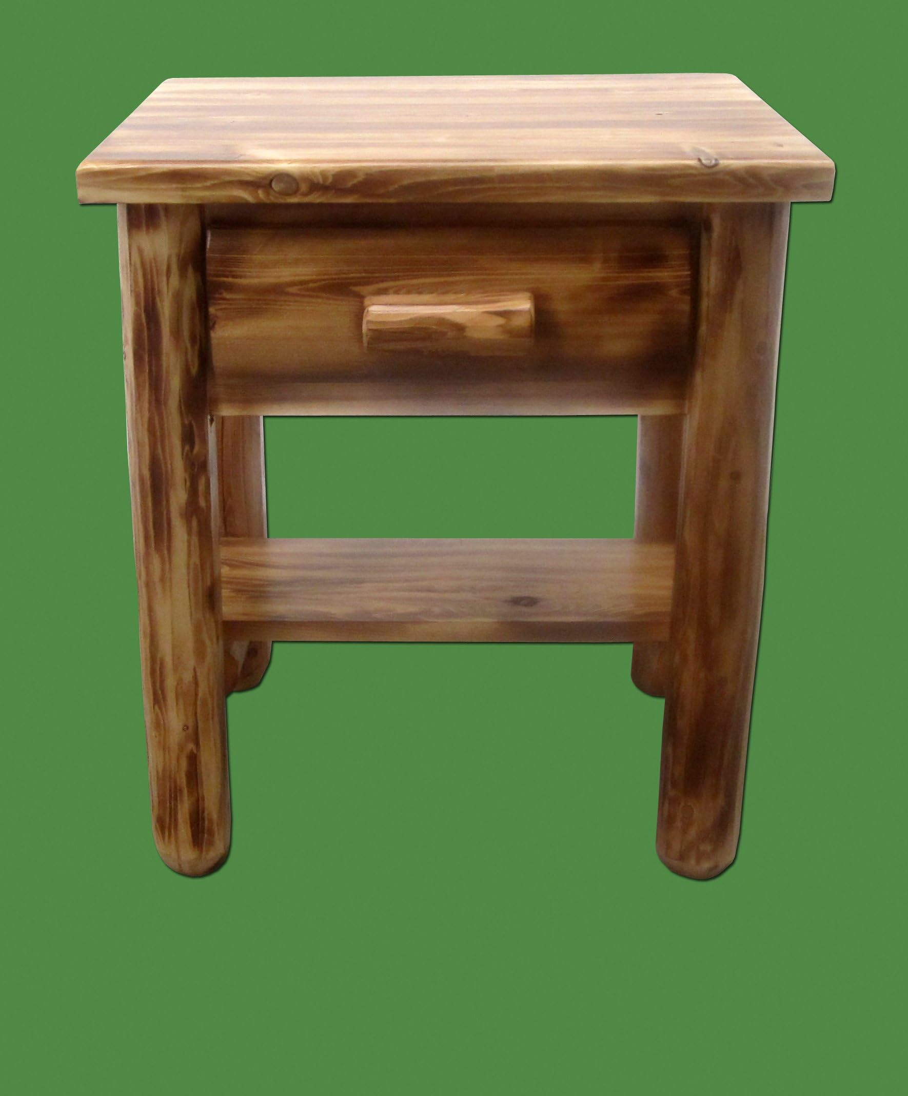 Amazon.com: Midwest Log Furniture - Premium Log Nightstand - 2 Drawer ...