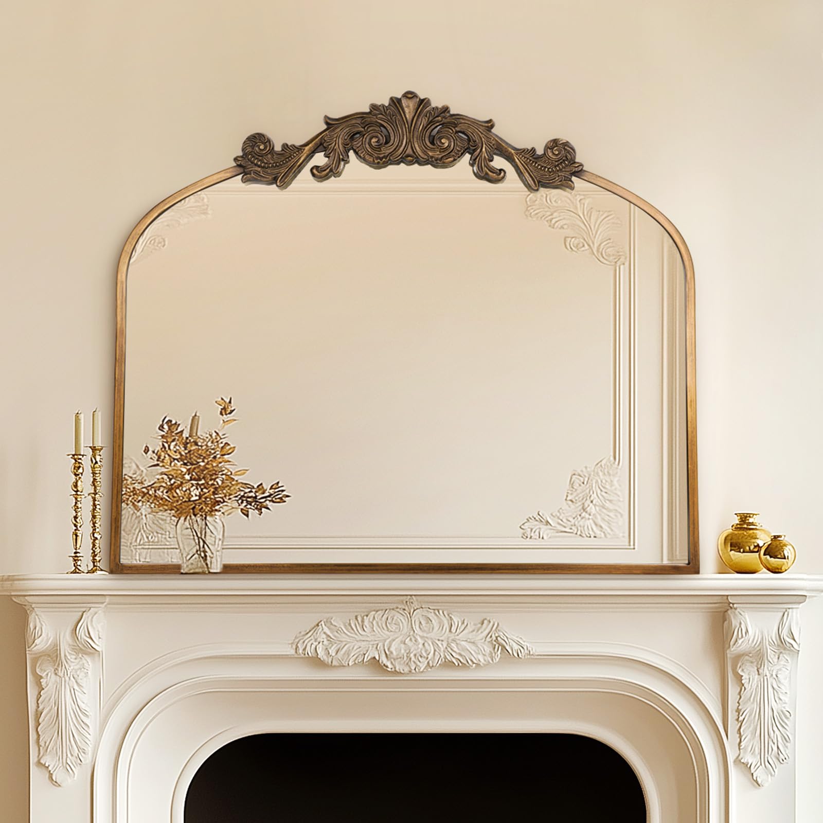 Amazon.com: USHOWER 36" x 30" Gold Vintage Mirror for Wall, Antique ...