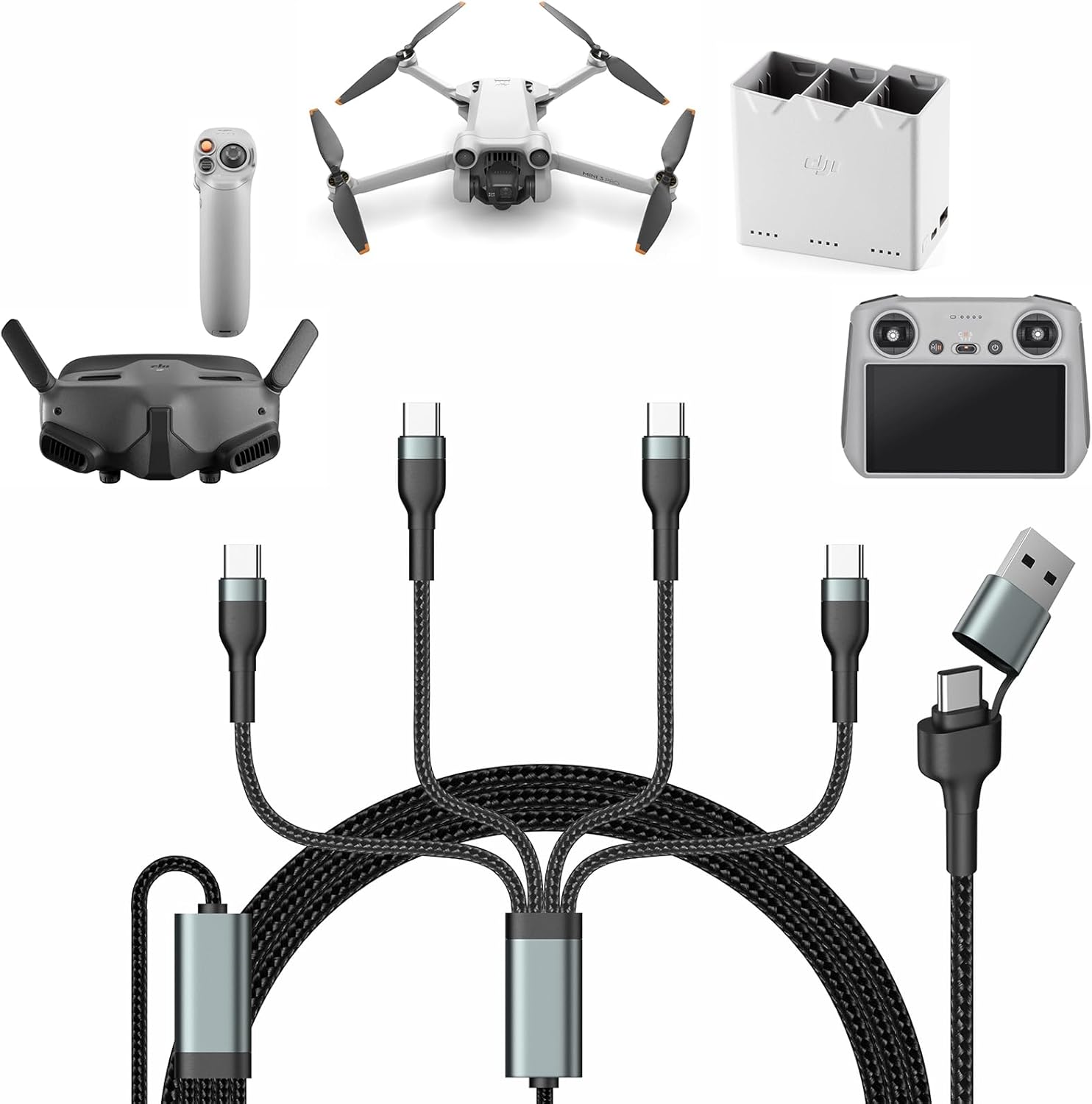 DJI Mini 4K, 3 Pro, 2 SE, Air 3, Air 2S Drone Charger - 4-in-2 3A Fast ...