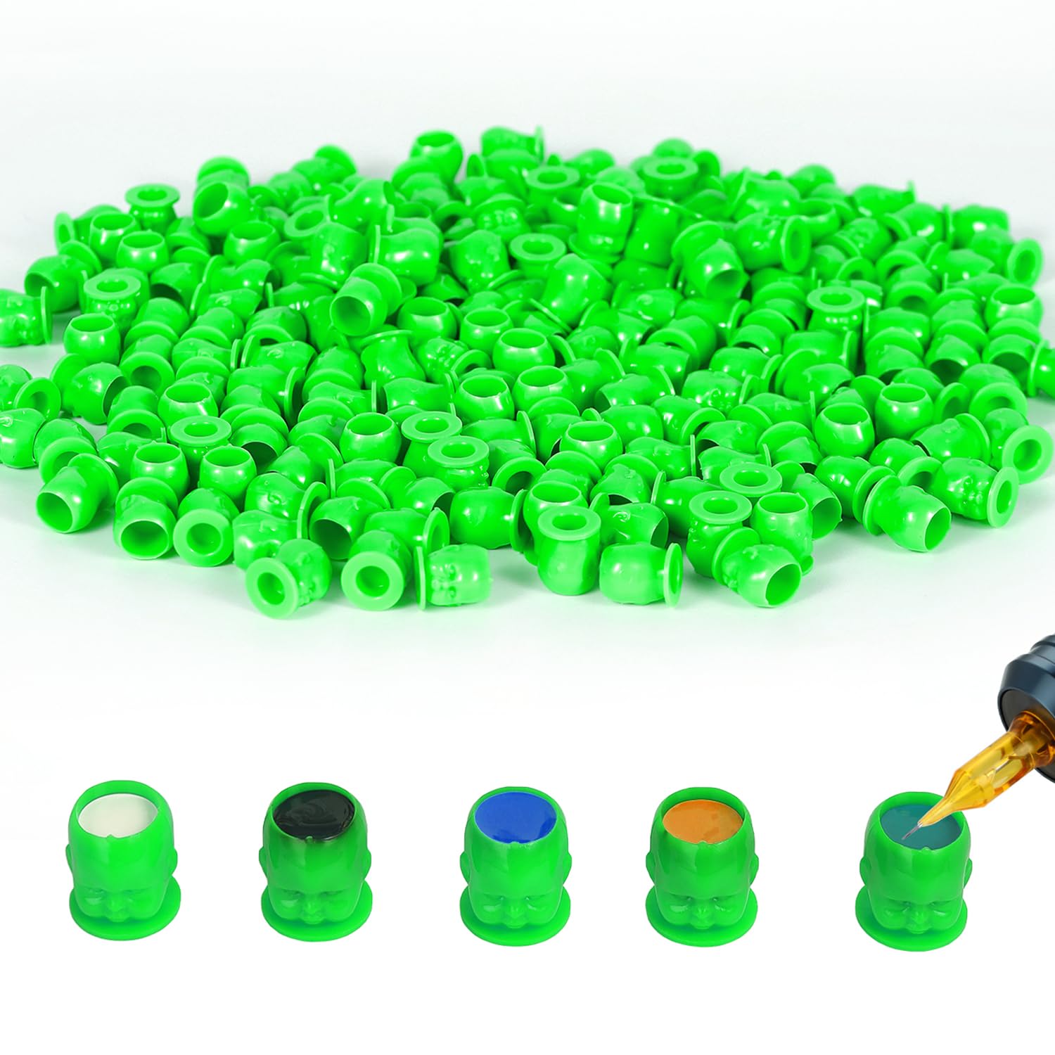 Amazon.com: Peslief 200PCS Tattoo Ink Caps Disposable Plastic Doll Ink ...