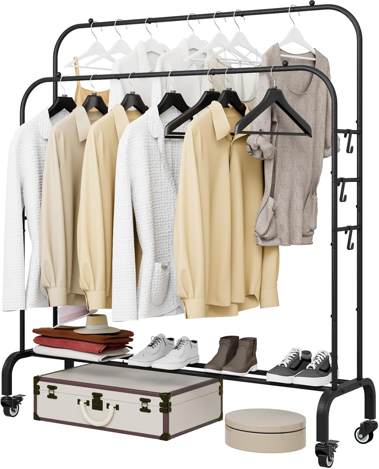 Amazon.com: SUOERNUO Garment Rack with Wheels Clothing Rack for Hanging ...