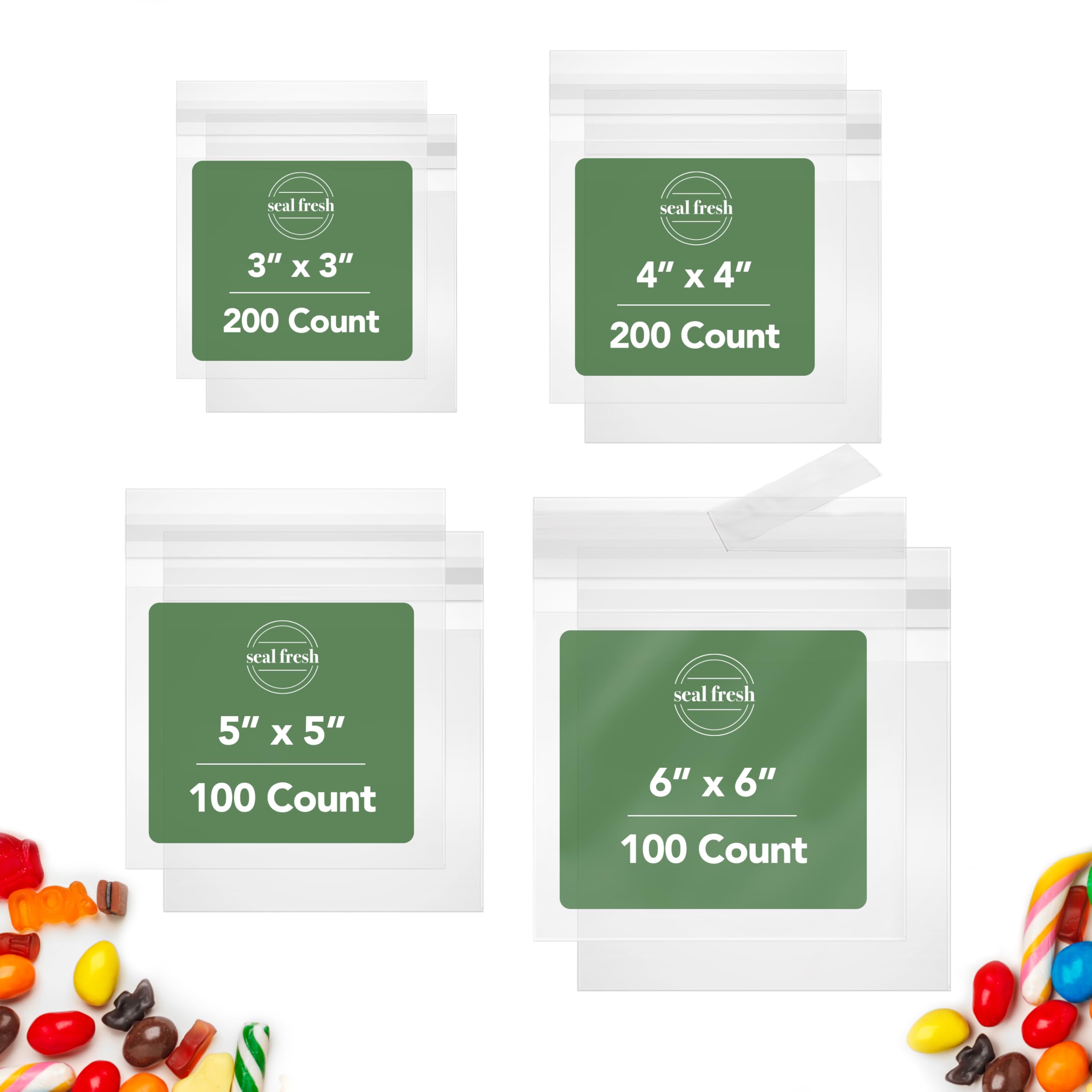 Amazon.com: Seal Fresh Bundle Cellophane Bags – 4 Assorted Combo Sizes ...