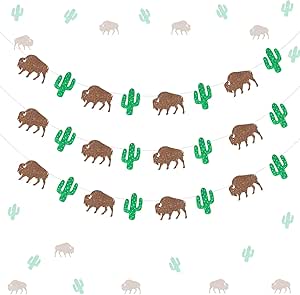 kreat4joy Buffalo Bison Banner, 3pcs Buffalo Bison Birthday Baby Shower ...