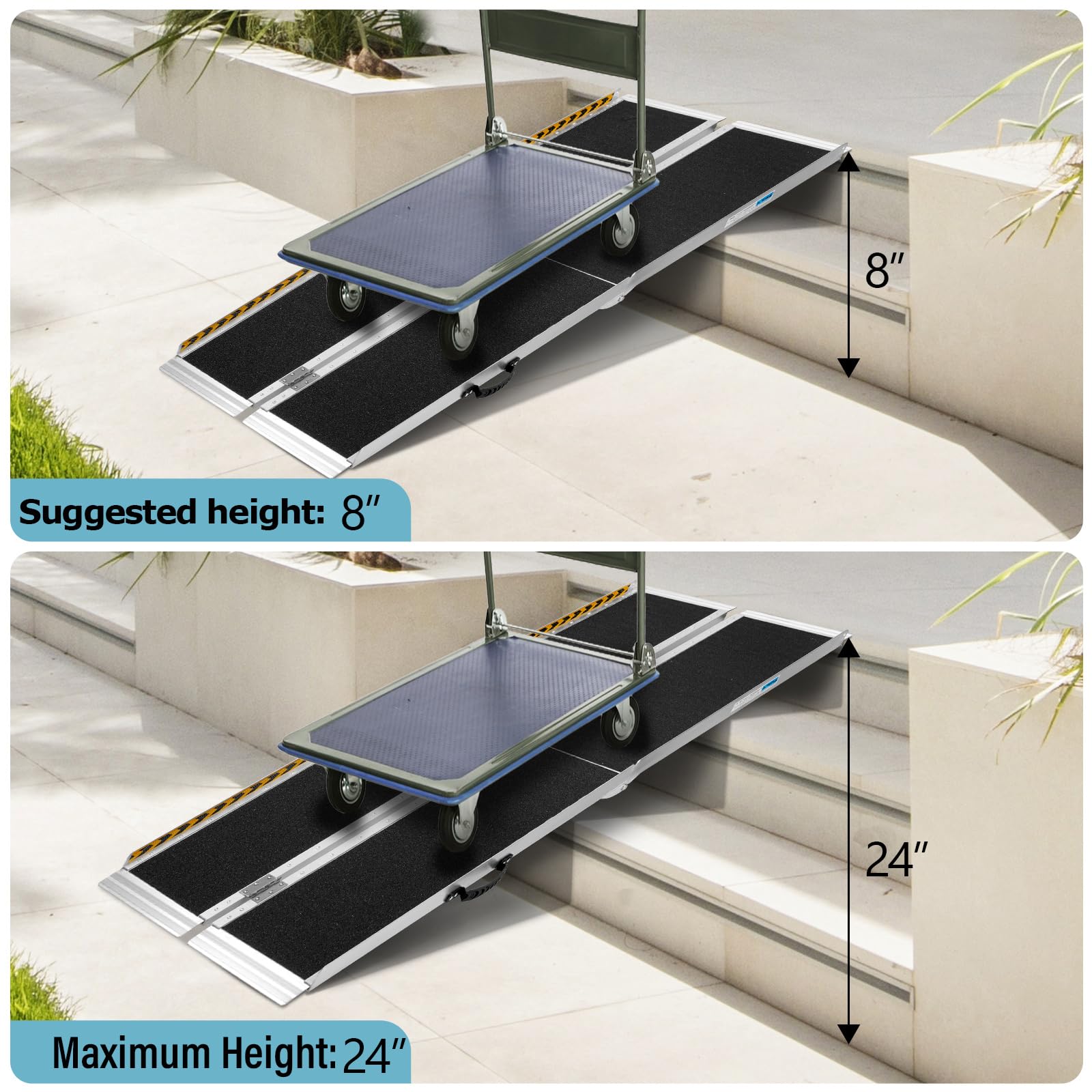 Snapklik.com : 8FT Wheelchair Ramp, Aluminum Portable Non-Skid ...