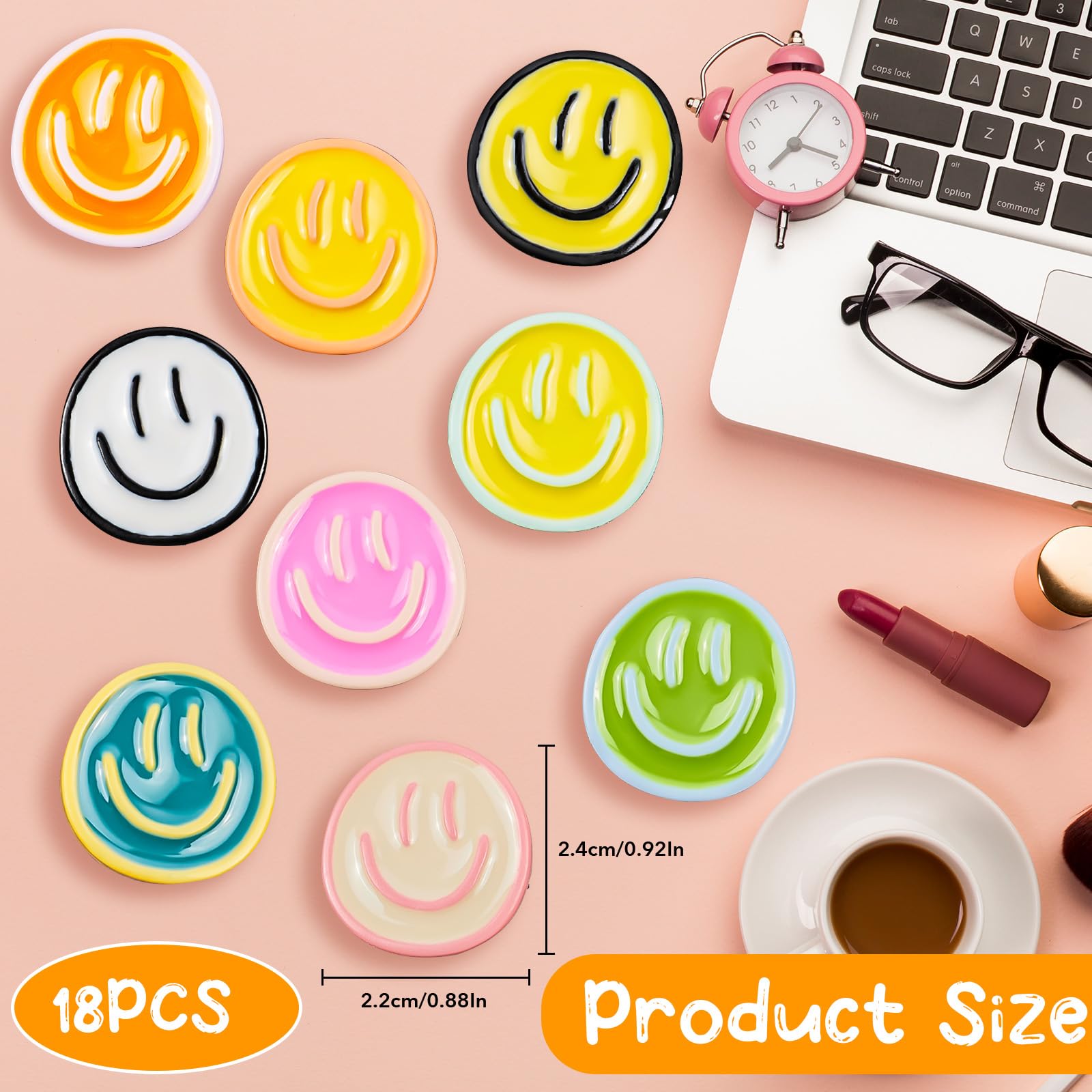 Snapklik.com : Domthent 18 PCS Colorful Smiling Face Fridge Magnets ...