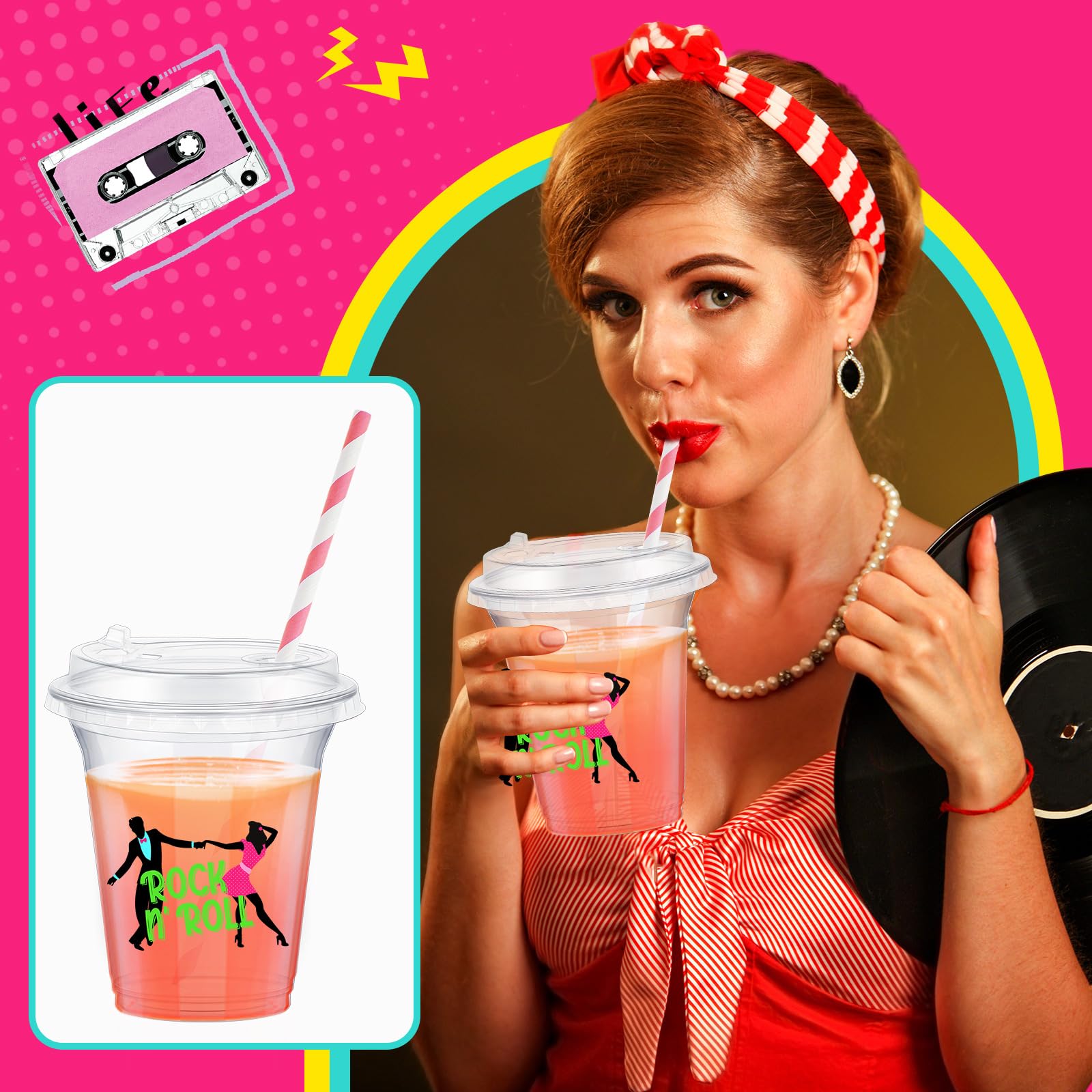 Snapklik.com : FoldTier 60 Set 1950s Party Decorations 50s Rock And ...