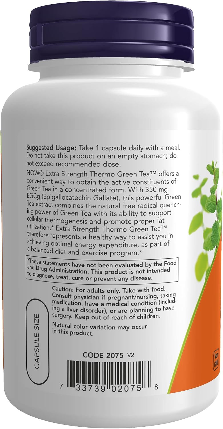 NOW Suplementos Té Verde Termo Extra Fuerte con 700 mg de Té Verde y ...