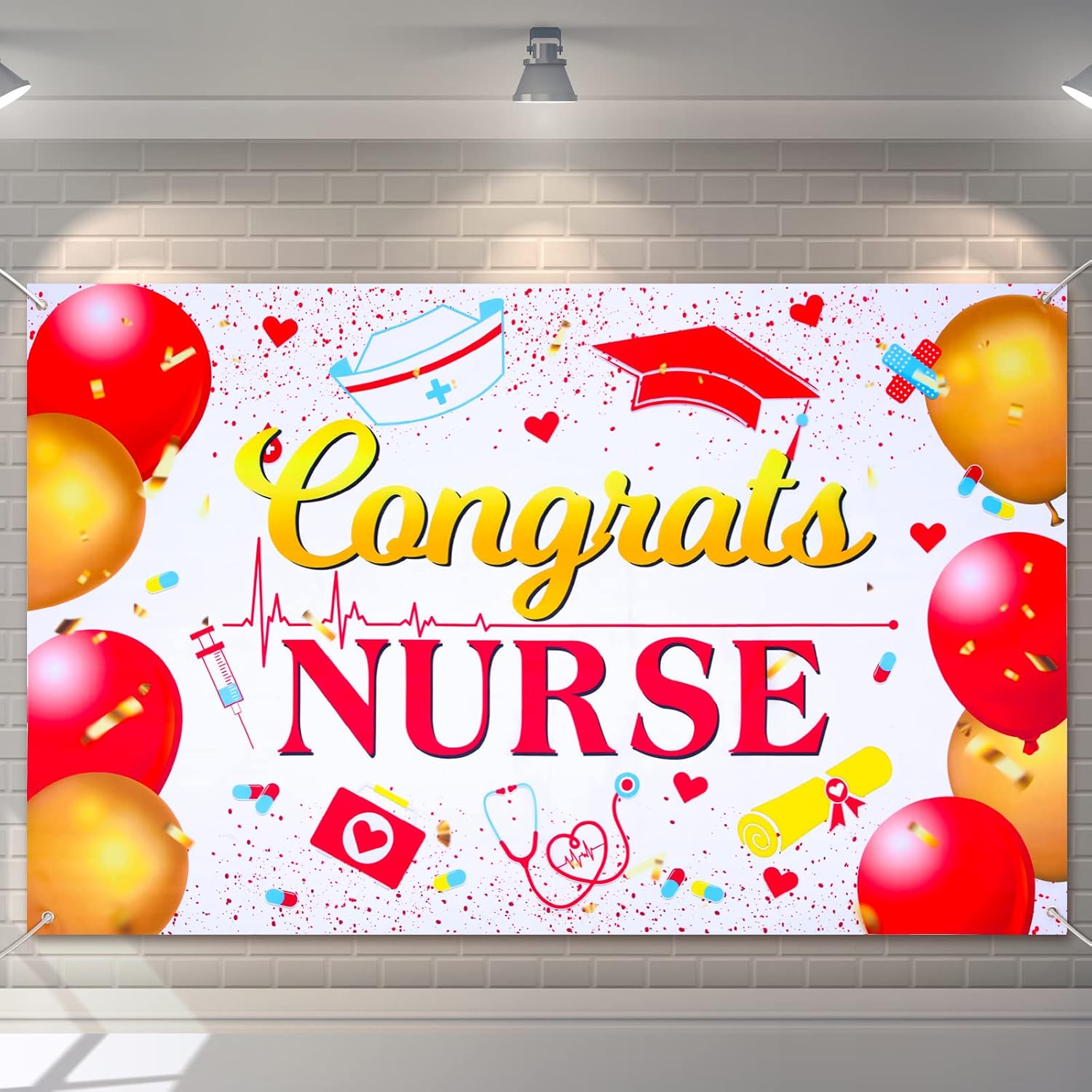 Amazon.com : Nurse Graduation Backdrop Decoration Nurse Congrats Banner ...