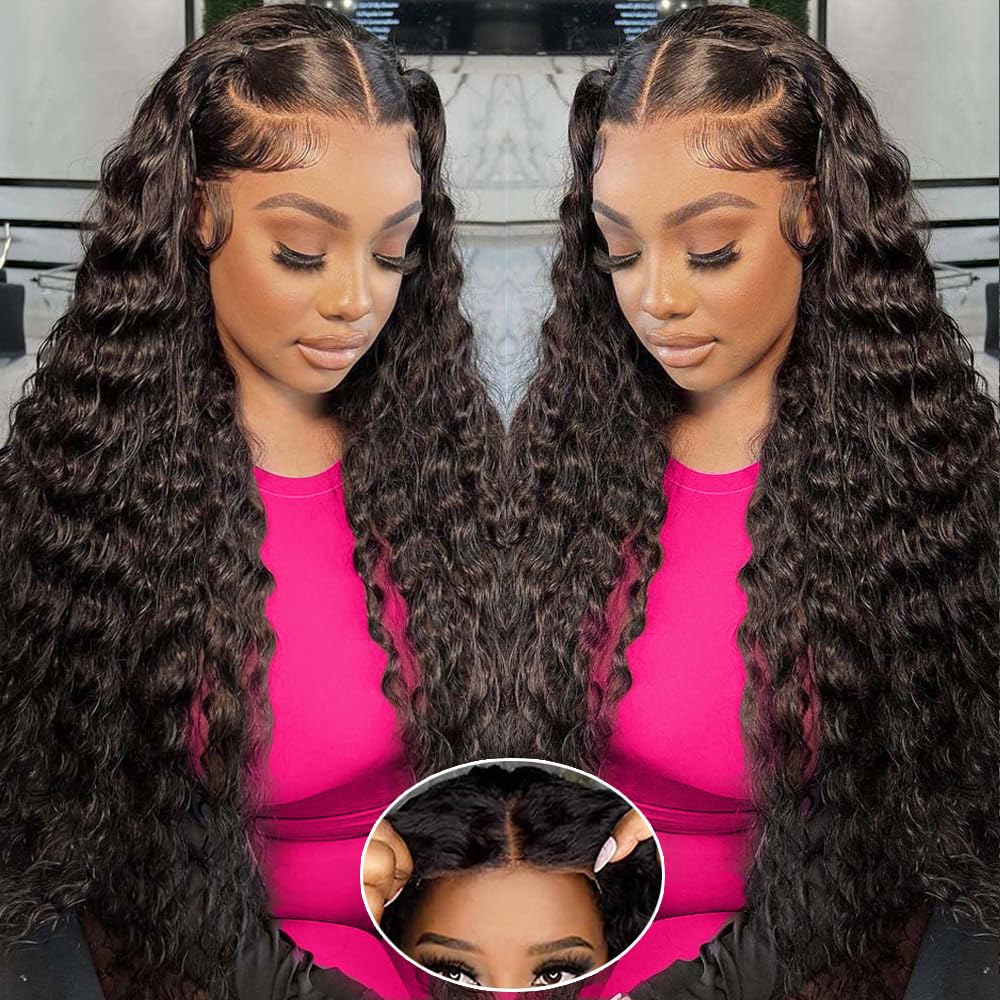 Amazon.com : 5x8 Glueless Wigs Human Hair Pre Plucked Pre Cut Deep Wave ...