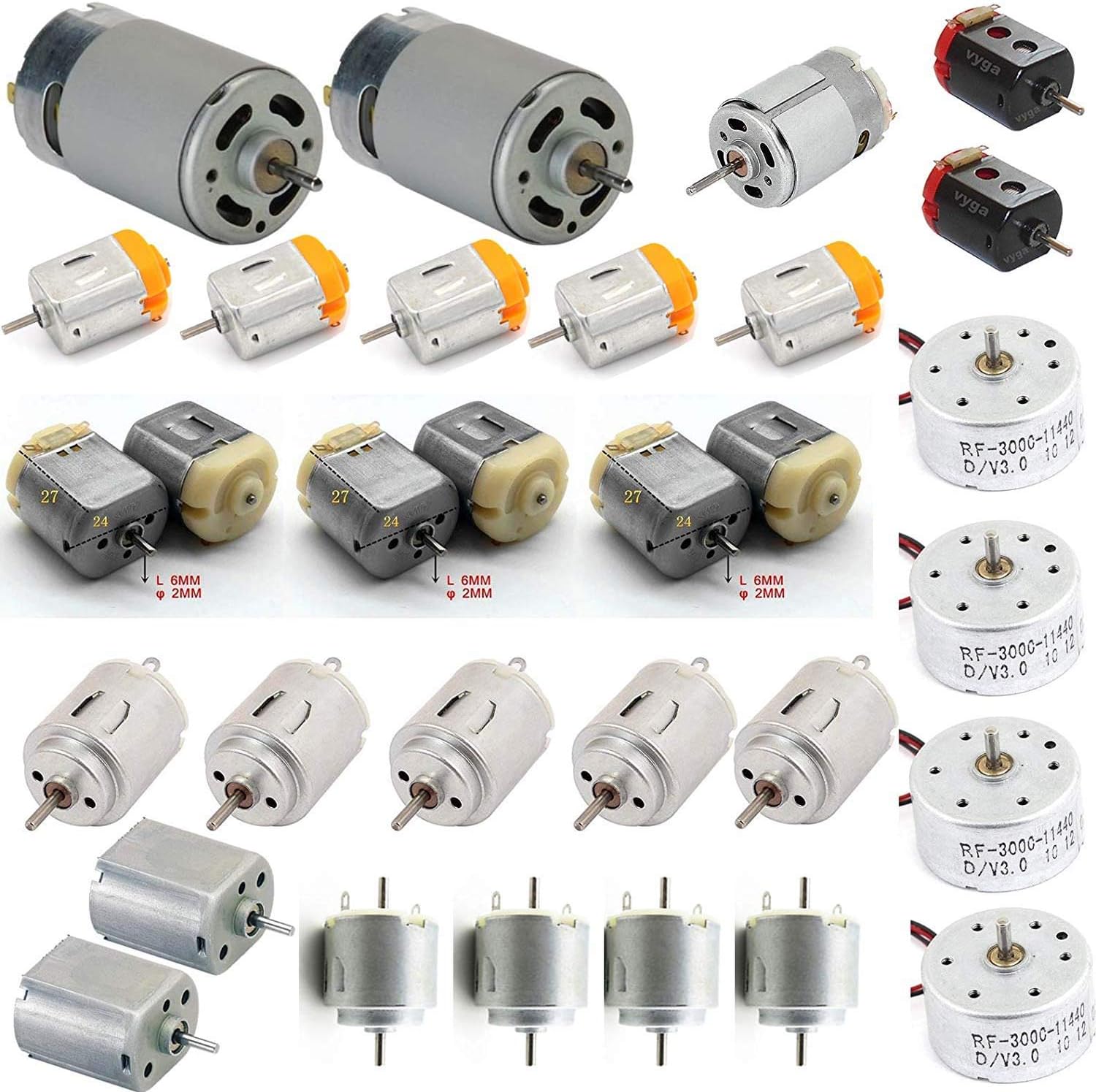 PGSA2Z™ 3000-23000 RPM DC Motor Kit /9 Types DC Motor /31 Items in 1 ...