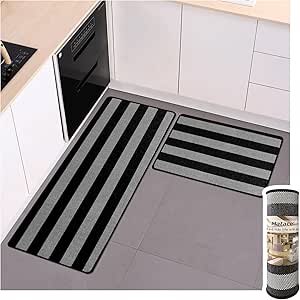 Amazon.com: Matace Striped Kitchen Rug Set - 2PCS 17x47 & 17x29, Modern ...
