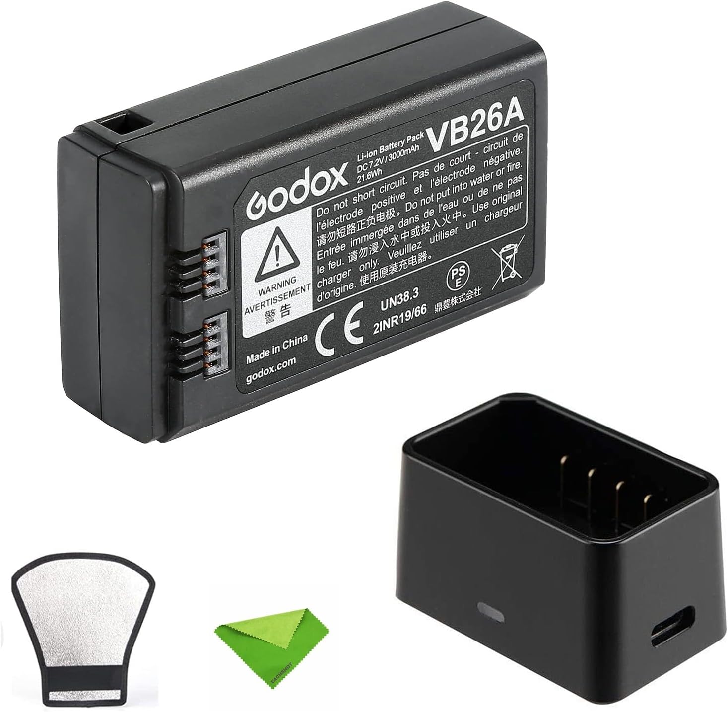 Amazon.com : Godox VB26 VB26A VB26B Battery w/VC26 Charger for Godox V1 ...