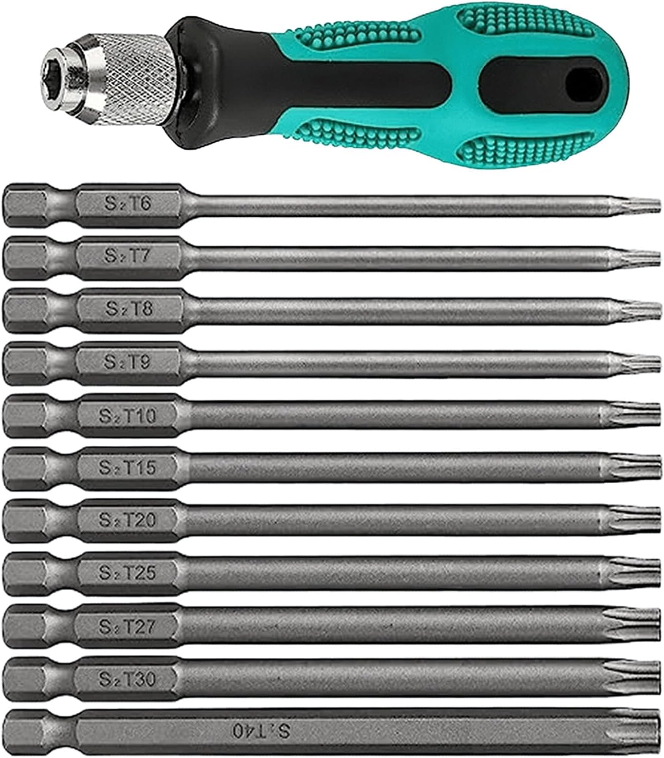 Delamiya T6-T40 Torx Screwdriver Set, 12 Pieces 1/4 Inch 100 mm Torx ...