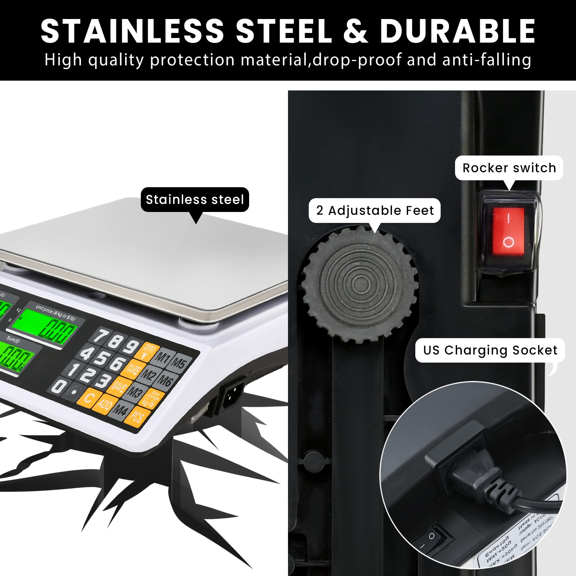 66lb Commercial Food Scale with Price Calculator, Accurate Counting and ...