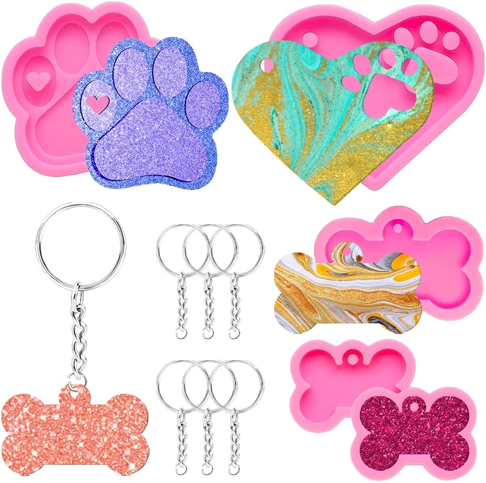 Amazon.com: BOBOFUN Dog Tag Resin Mold Keychain Kit, Silicone Large Dog ...