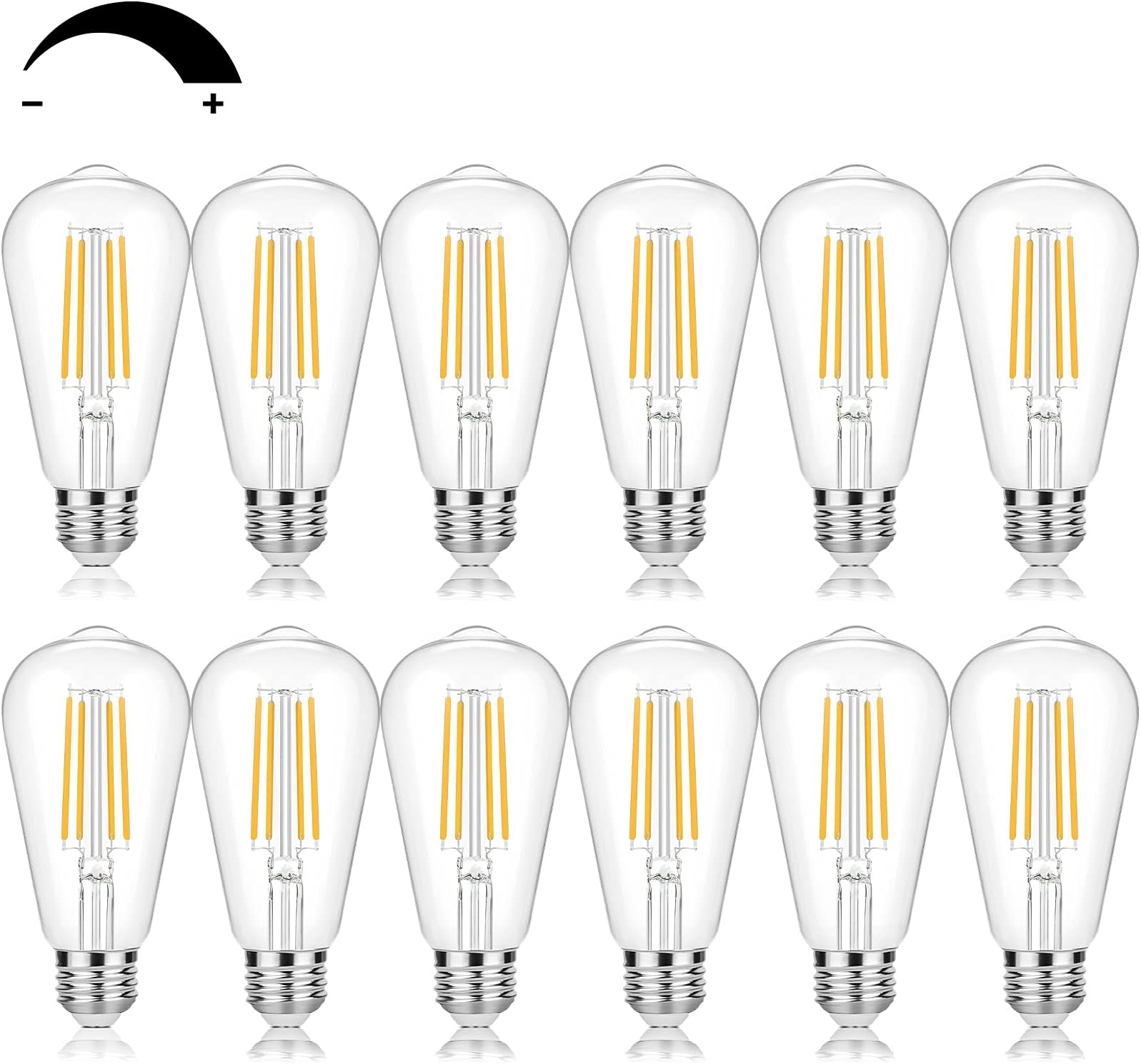 CRLight 8W Dimmable LED Edison Bulb 80W Equivalent 800LM, 3200K Soft ...