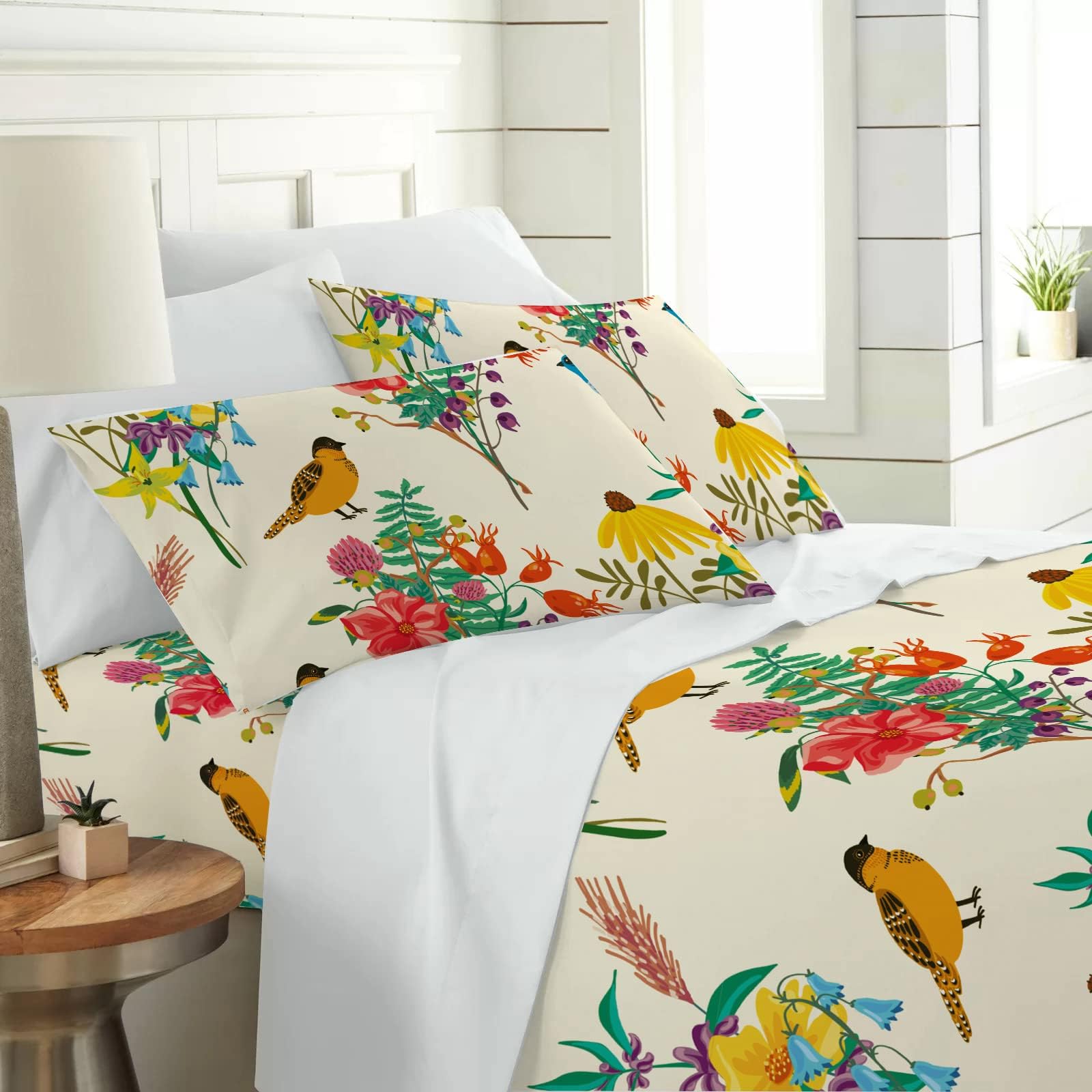 Amazon.com: Lush Decor Rowley Birds Soft Sheet Set, 6 Piece Set, Queen ...