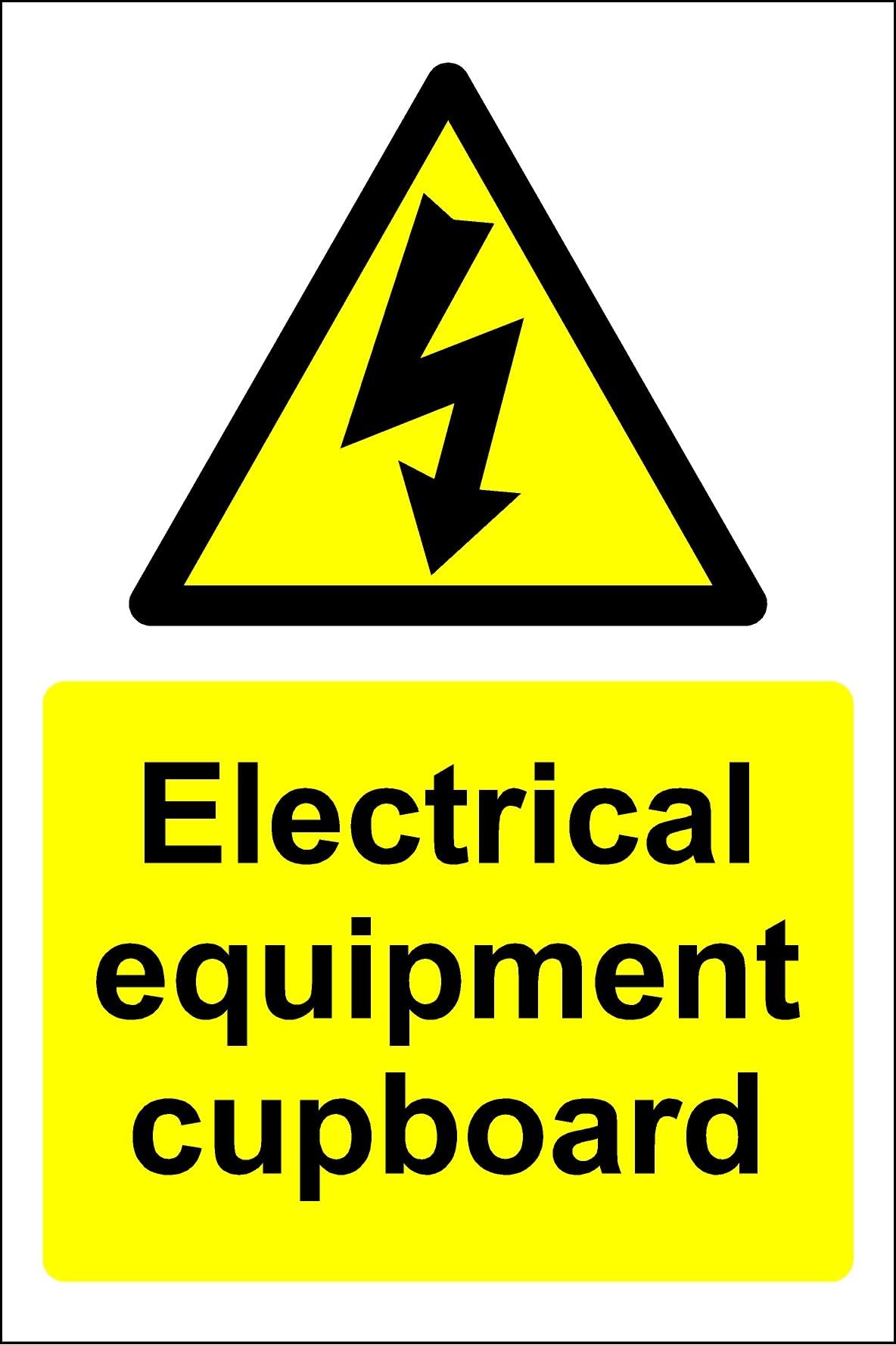 Electric meter cupboard safety sign - Self adhesive sticker (150mm x ...