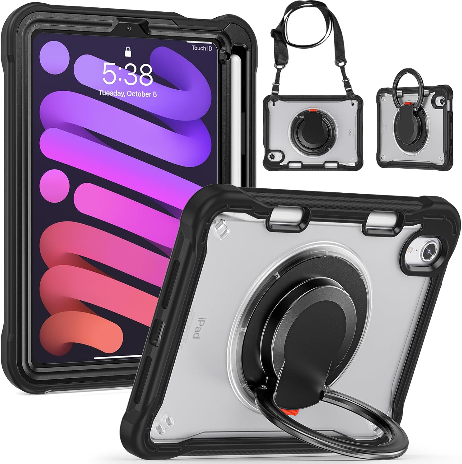 Amazon.co.jp: SENLAN iPad Mini6/iPad Mini7 (A17 Pro)用ケース 縦置き 横置き 肩掛け ...