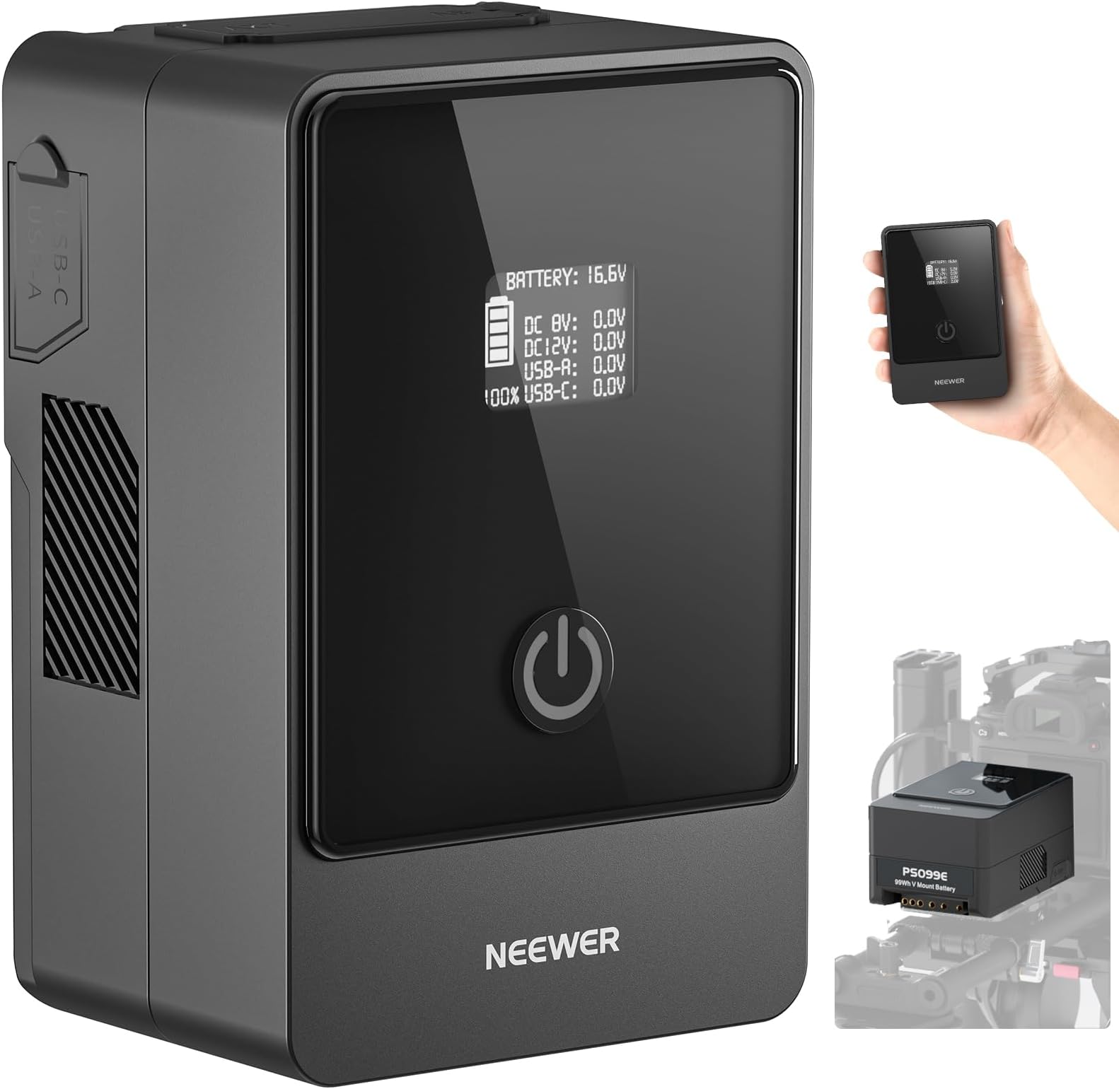 SMALLRIG VB50 Mini V Mount Akku, 3400mAh mit OLED-Bildschirm, V Lock ...