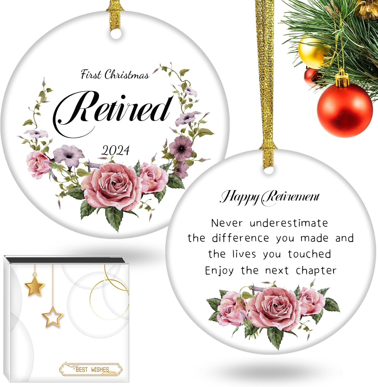 Amazon.com: Ceramic Retirement Ornament 3.5" - Happy Retirement Gift ...