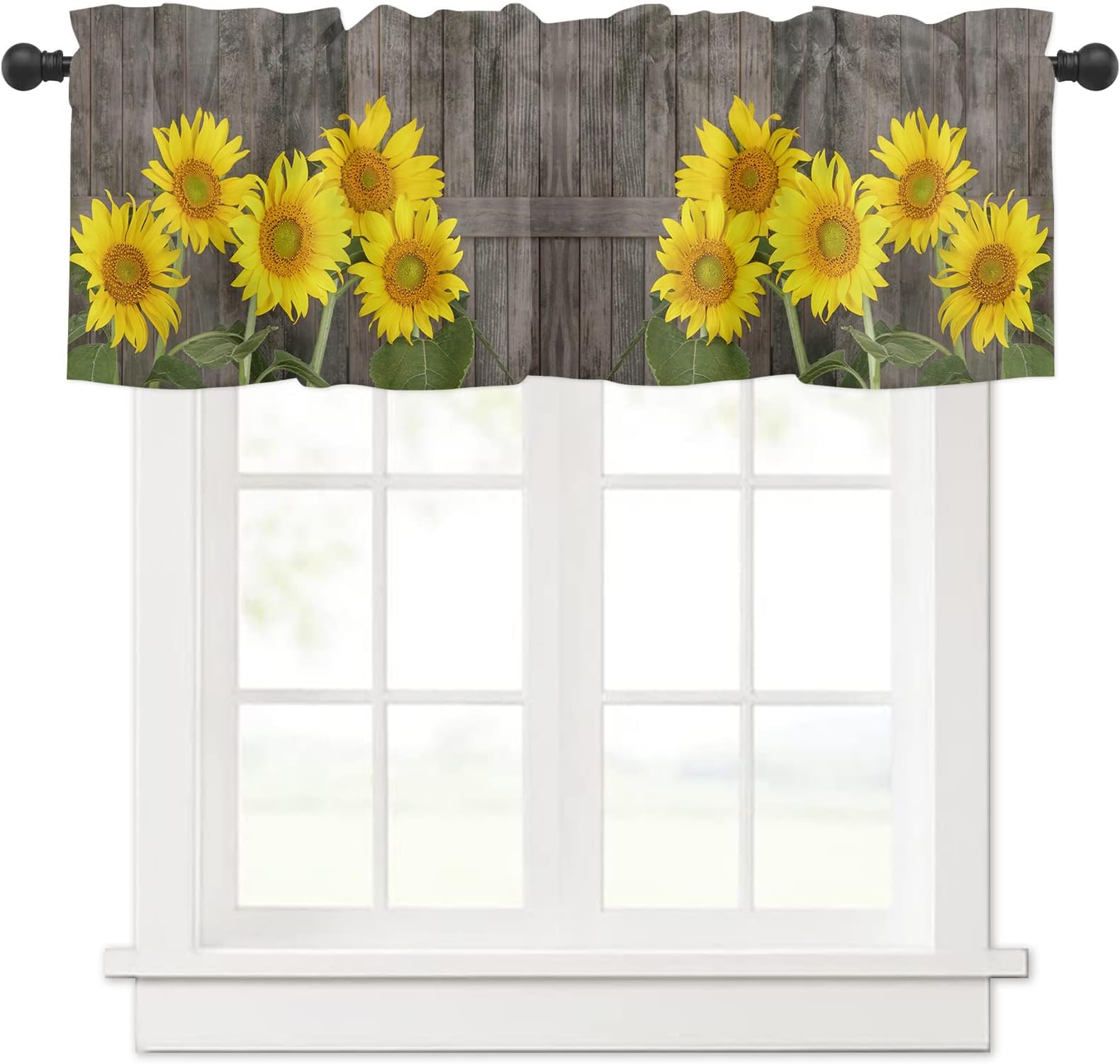 Amazon.com: Retro Sunflower Blackout Window Valance,Yellow Sunflower ...
