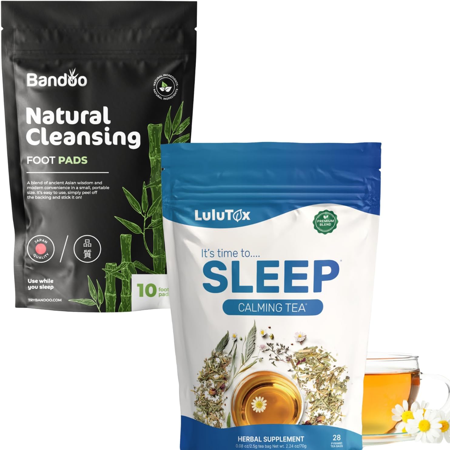 Amazon.com: Bandoo Cleansing Foot Pads & Lulutox Sleep Tea Bundle (10 ...