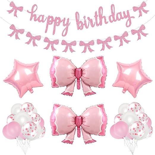 Amazon.com: Pink Bow Birthday Party Decorations,Coquette Birthday ...
