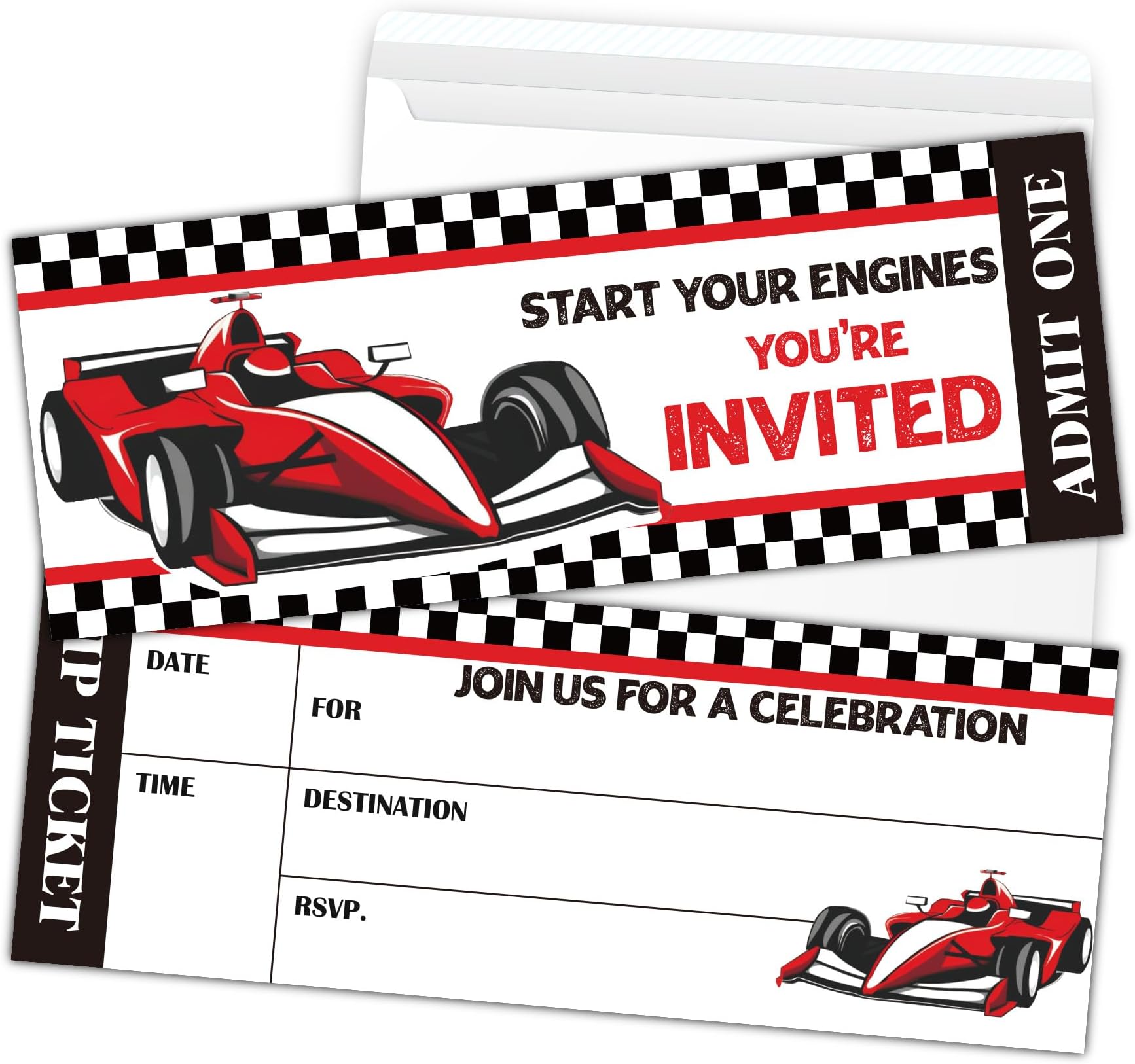Amazon.com : Putocopic 30Pcs Red Race Car Birthday Invitations, Racing ...