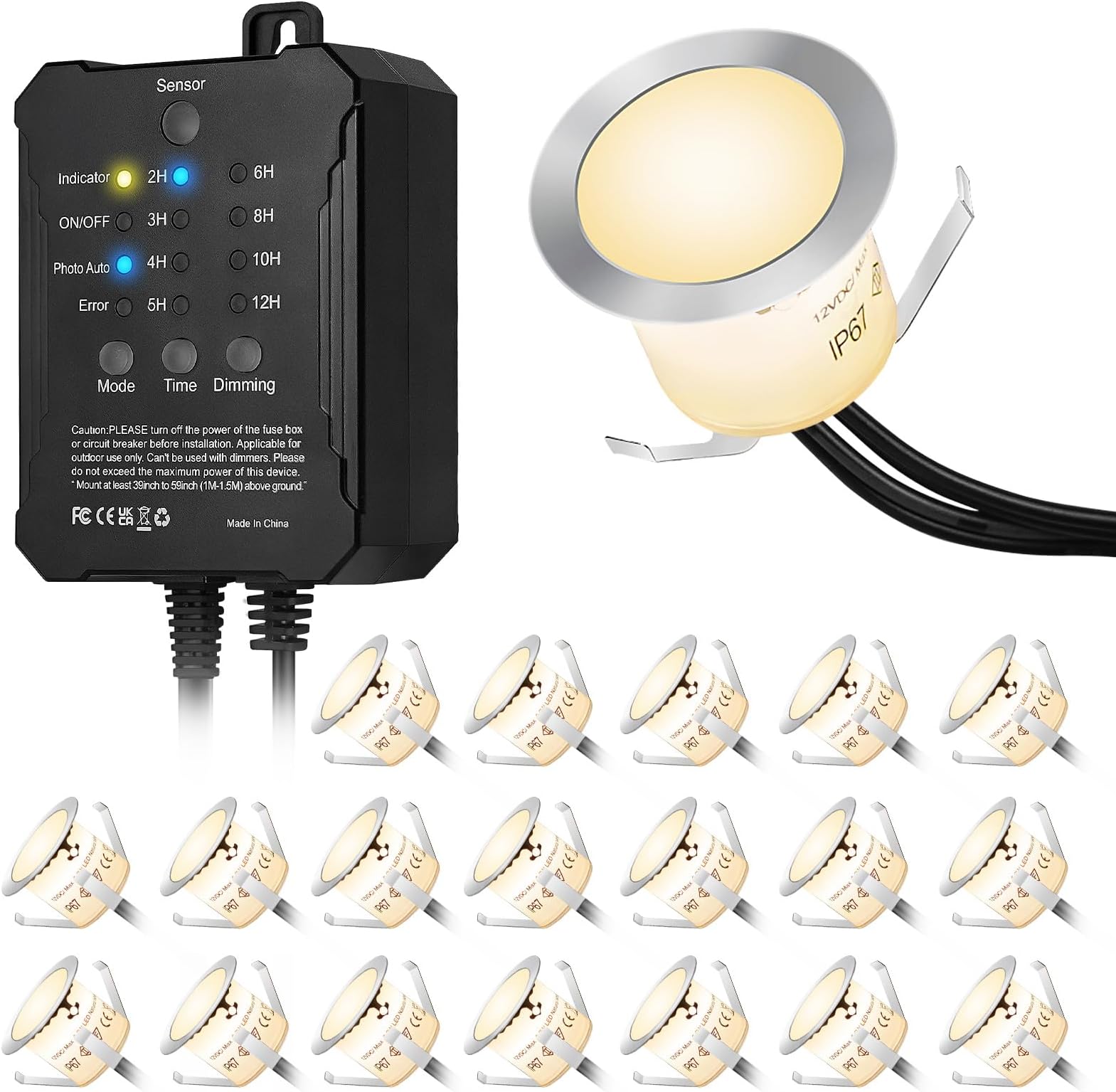 Dimmable Recessed Deck Stair Lighting All-in-one with Photocell Sensor ...