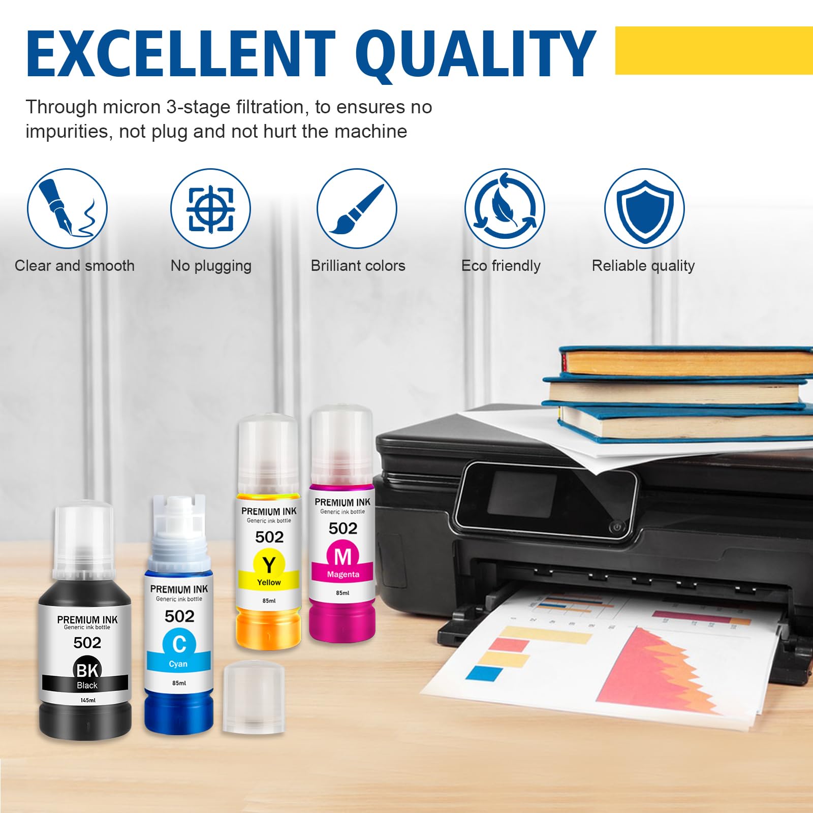 Epson ET-2760 Ink 502 Ink Refill Bottles 5-Pack For Epson EcoTank ...