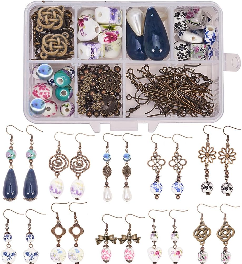 Amazon.com: SUNNYCLUE 1 Box DIY 10 Pairs Porcelain Earring Making ...