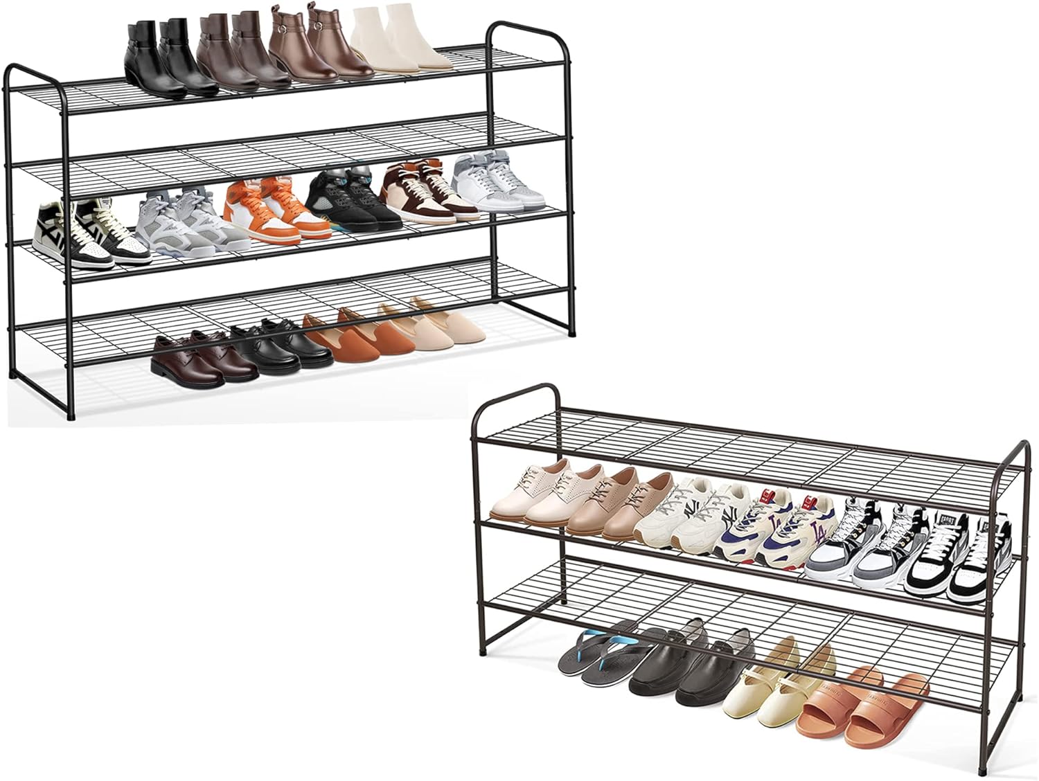 Amazon.com: KEETDY Long 3 Tier Shoe Rack and 4-Tier Long Shoe Rack for ...