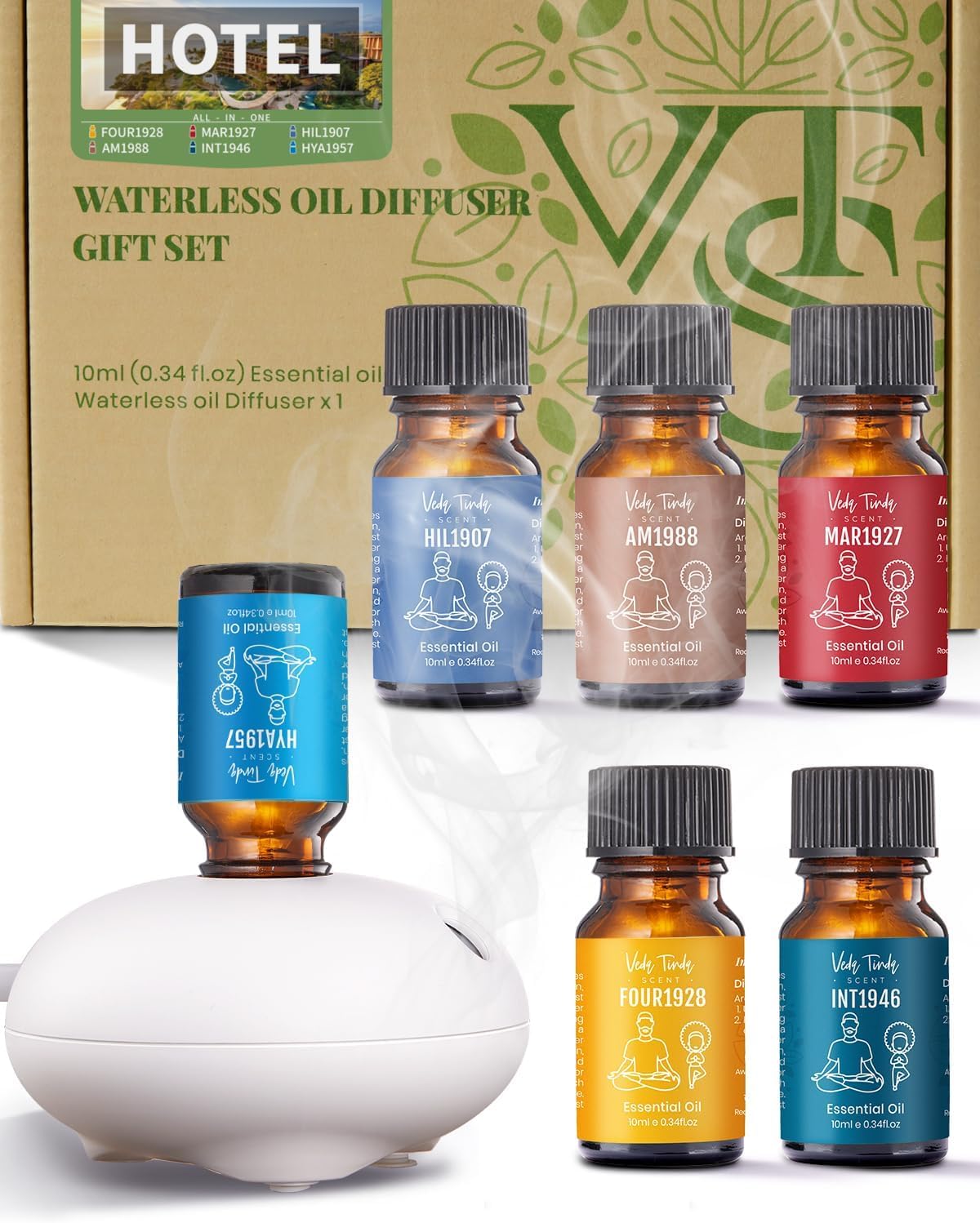 Amazon.com: VTS Waterless Diffuser with Hotel Scent Essential Oils Set ...