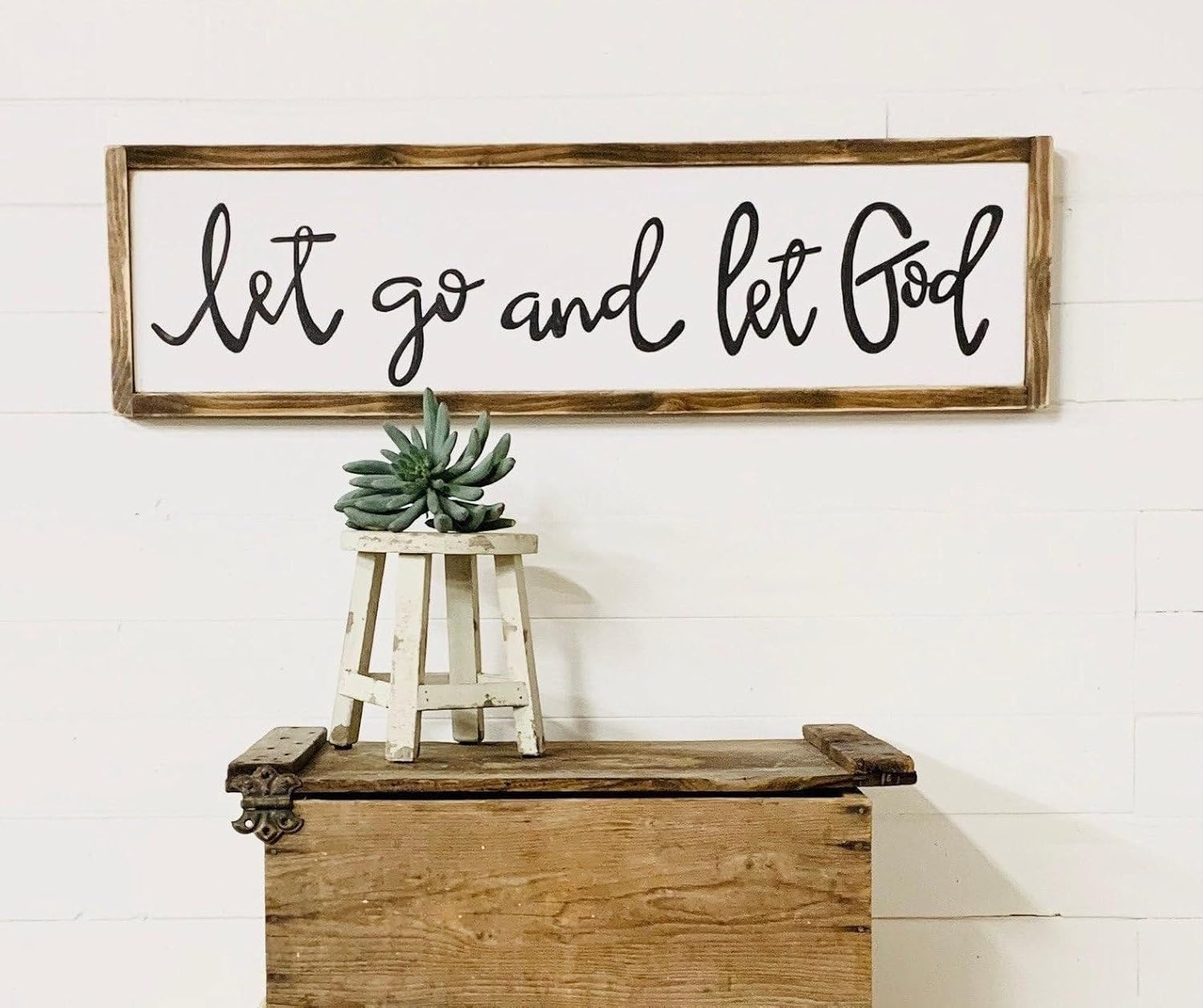 Amazon.com: BERANT Let Go And Let God Wooden Sign Art For Modern Bible ...